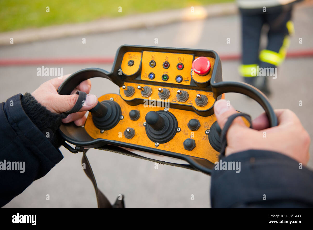 Remote control for fire brigade hydraulic platform Stock Photo - Alamy
