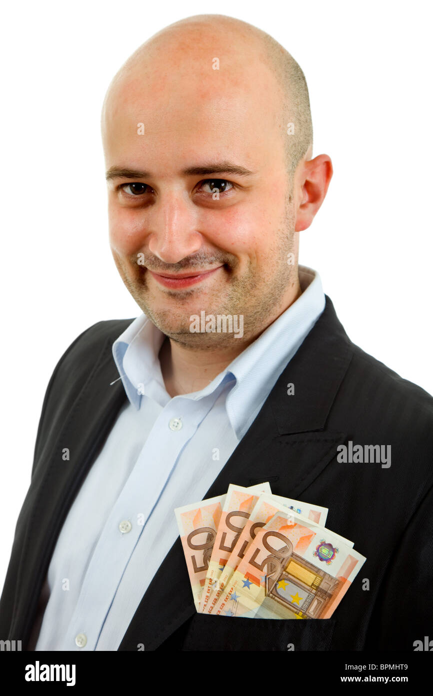 young business man with money, isolated on white background Stock Photo ...