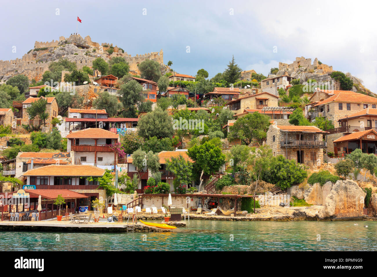Simena, a tourist village with Marina in the Aegean, Turkey Stock Photo ...