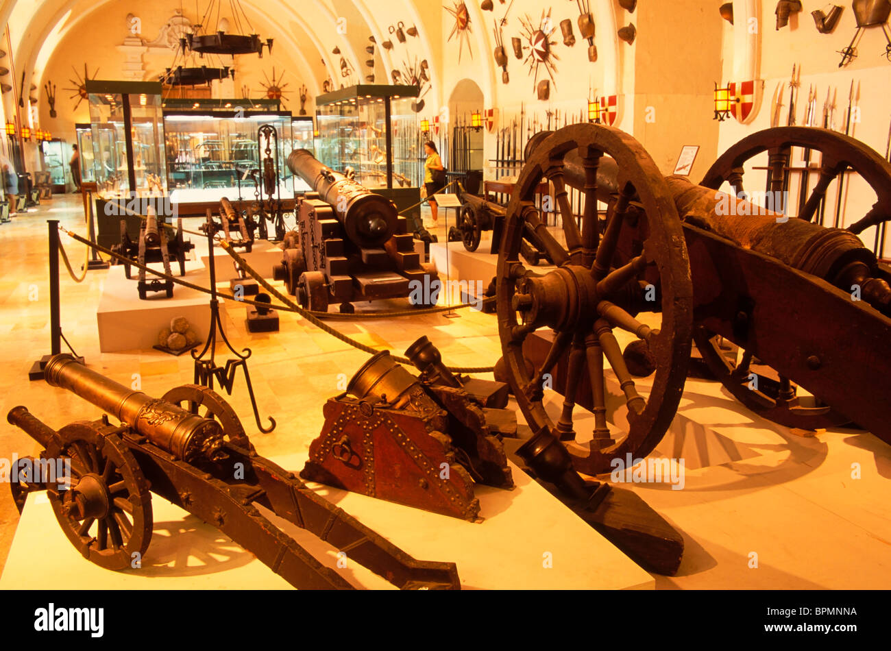 Cannons on display at the Armoury Museum in the Grandmasters Palace in ...