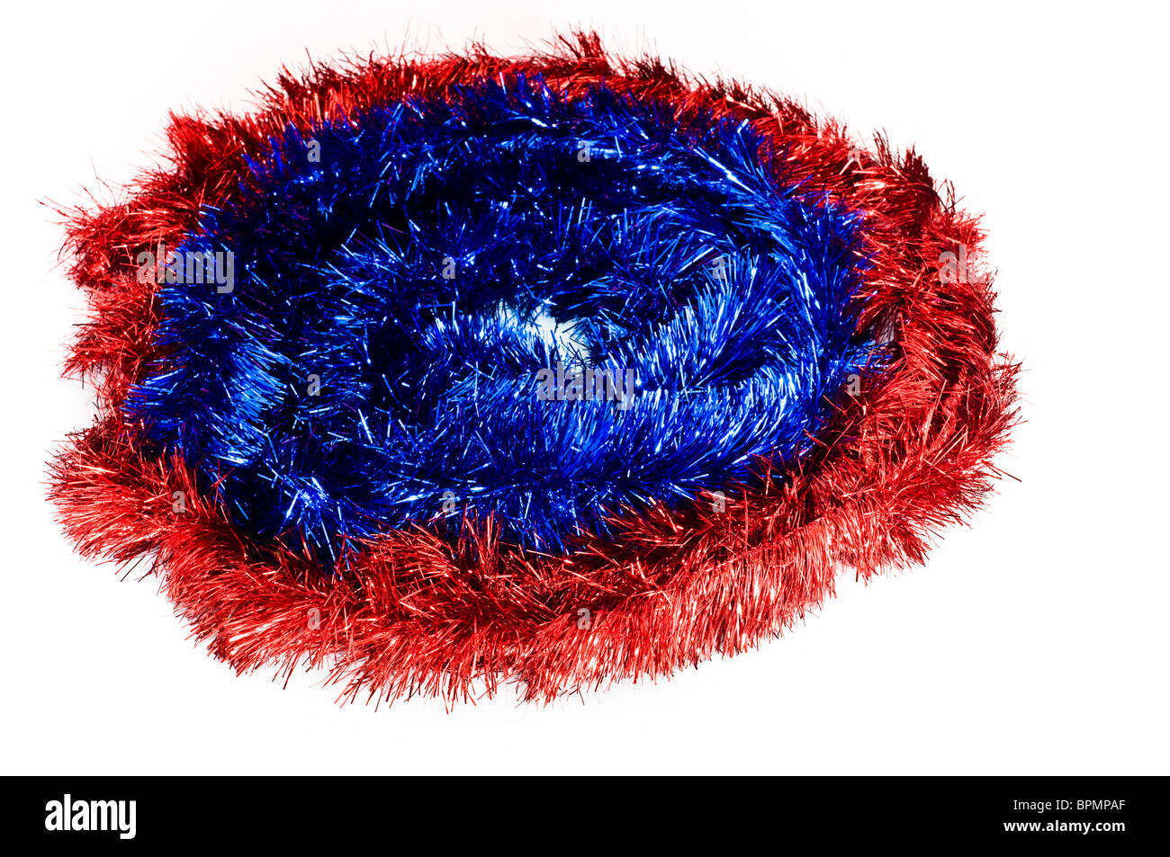 Red and blue christmas chains isolated on white background Stock Photo ...