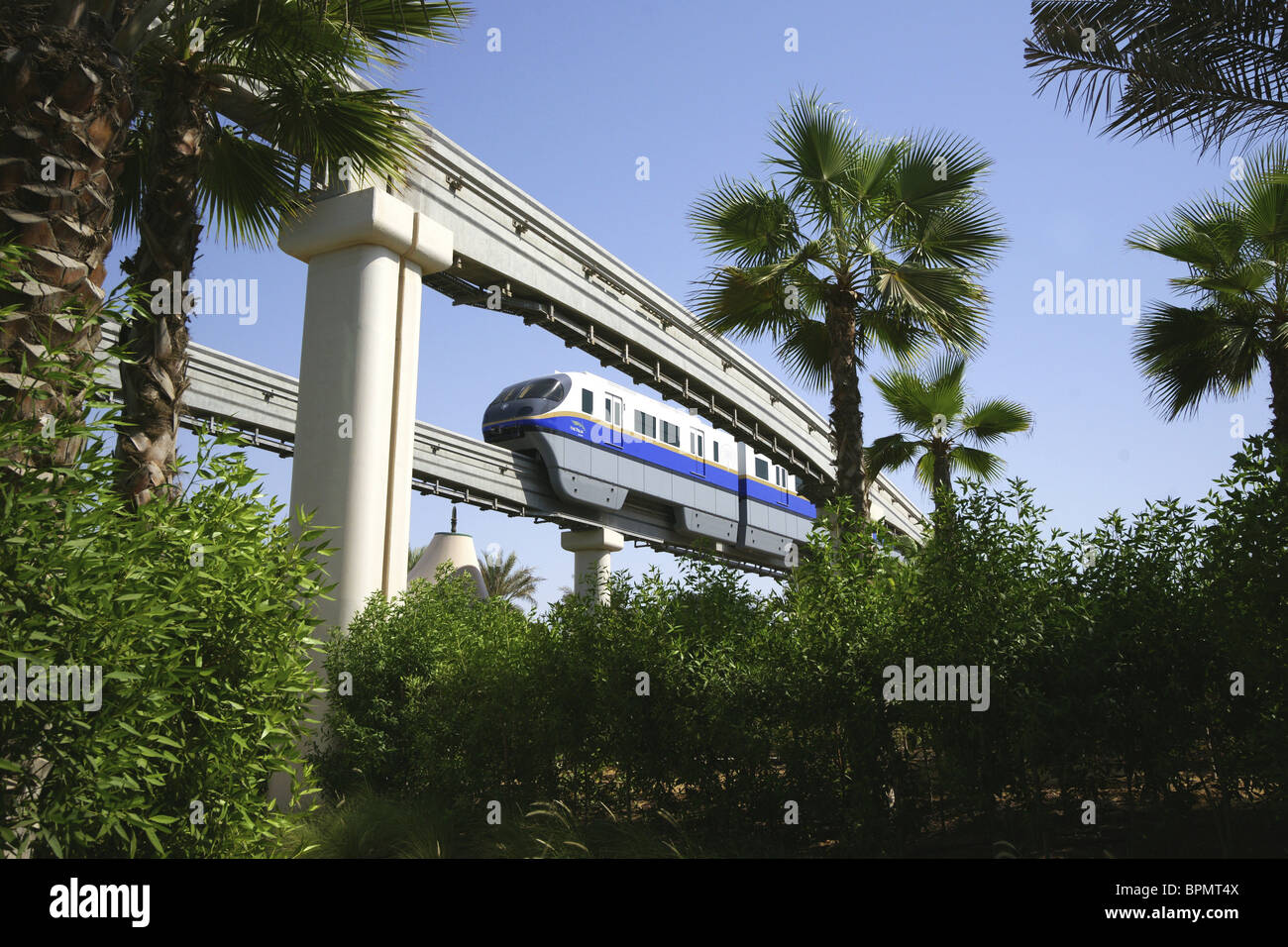 Monorail at Palm Jumeirah in the sunlight, Dubai, UAE, United Arab ...
