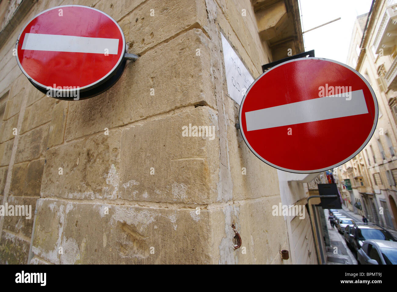 Traffic signs in the City of Valletta, Malta, Europe Stock Photo - Alamy