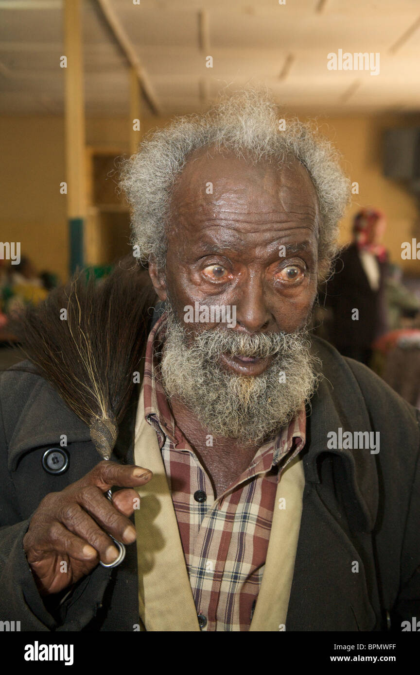 Portrait of an old man at day centre for elderly, Addis Ababa, Ethiopia ...
