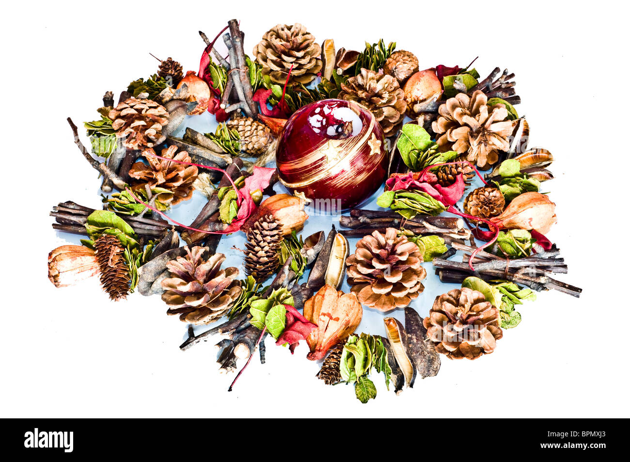 Christmas decorations candle golden Cut Out Stock Images & Pictures - Alamy