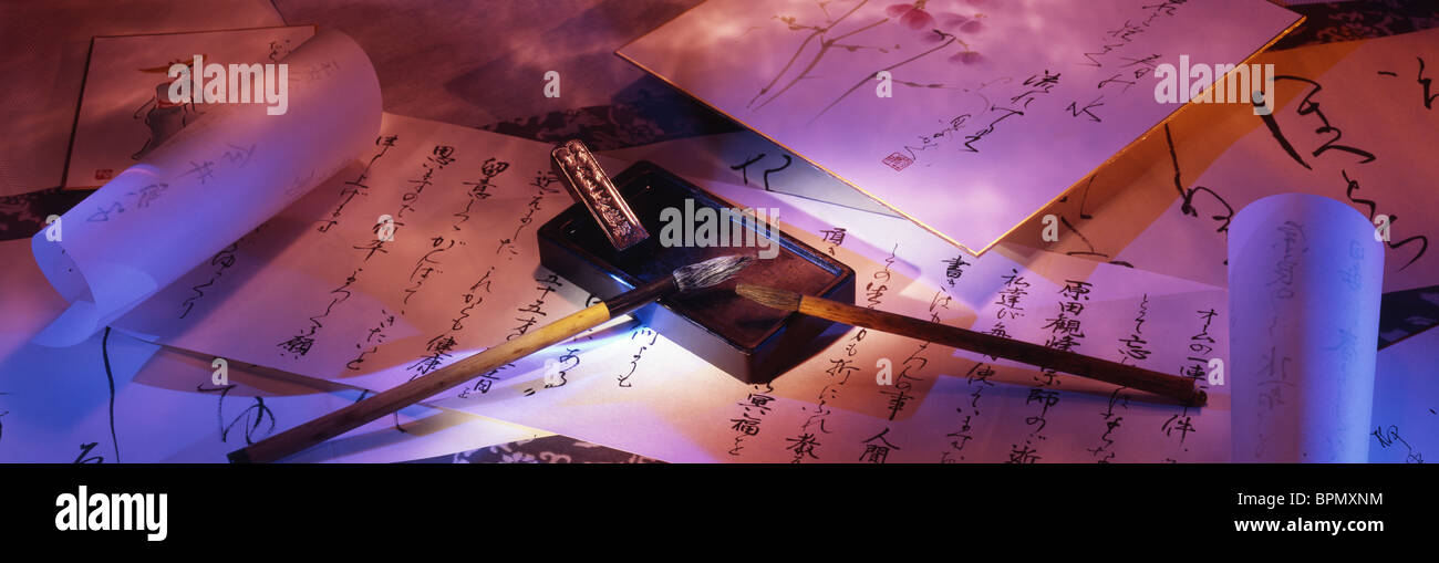 Calligraphy,writing with ink Stock Photo - Alamy