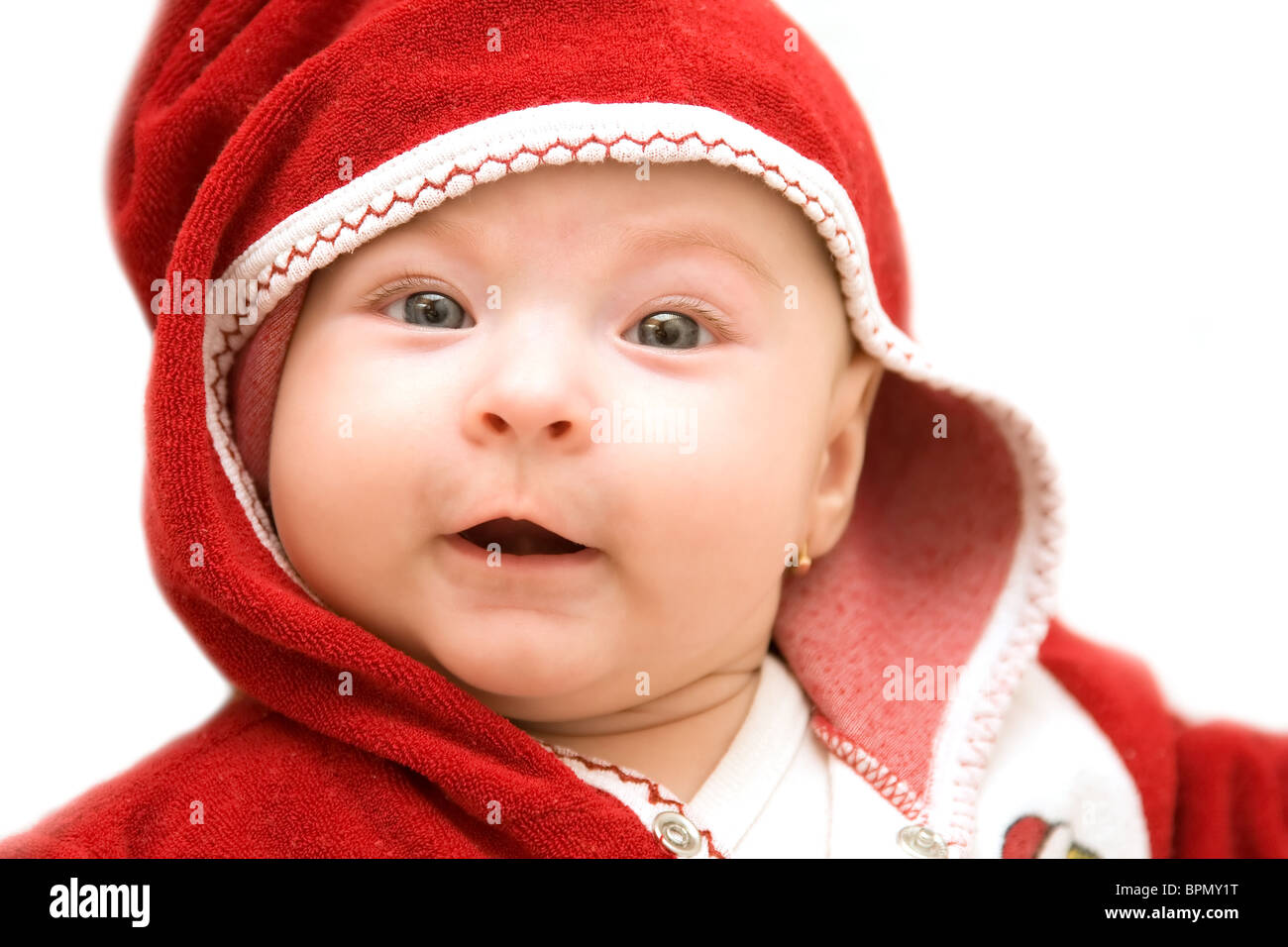 Newborn baby girl portrait isolated on white background Stock Photo - Alamy