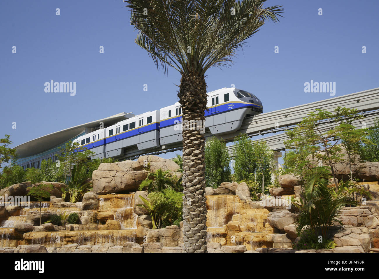 Monorail at Palm Jumeirah in the sunlight, Dubai, UAE, United Arab ...