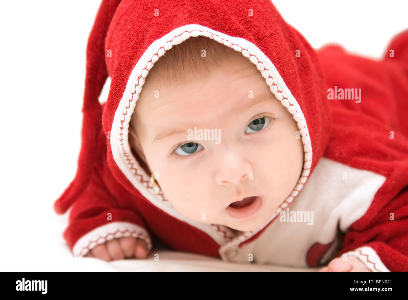 Newborn baby girl portrait isolated on white background Stock Photo - Alamy