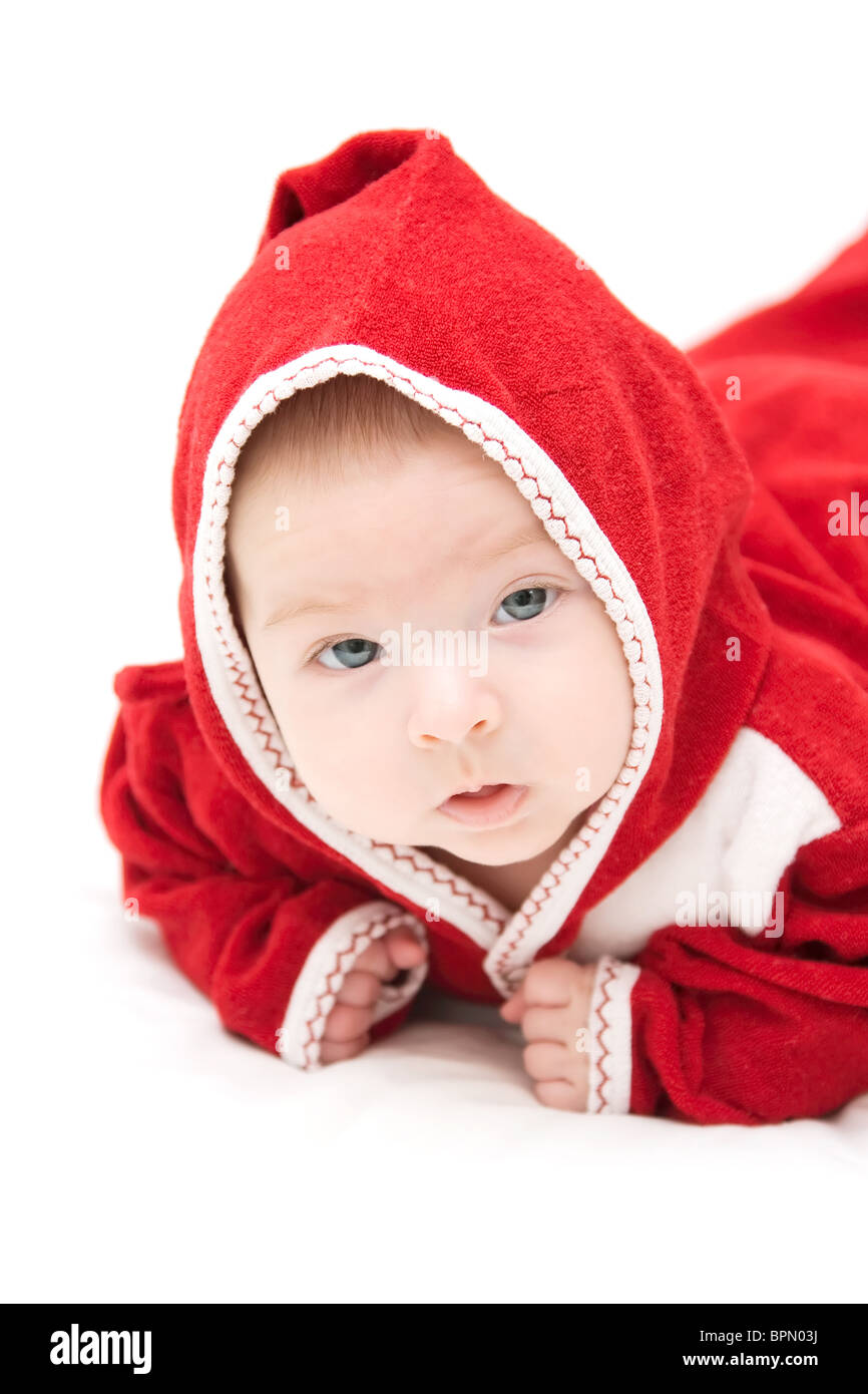 Newborn baby girl portrait isolated on white background Stock Photo - Alamy