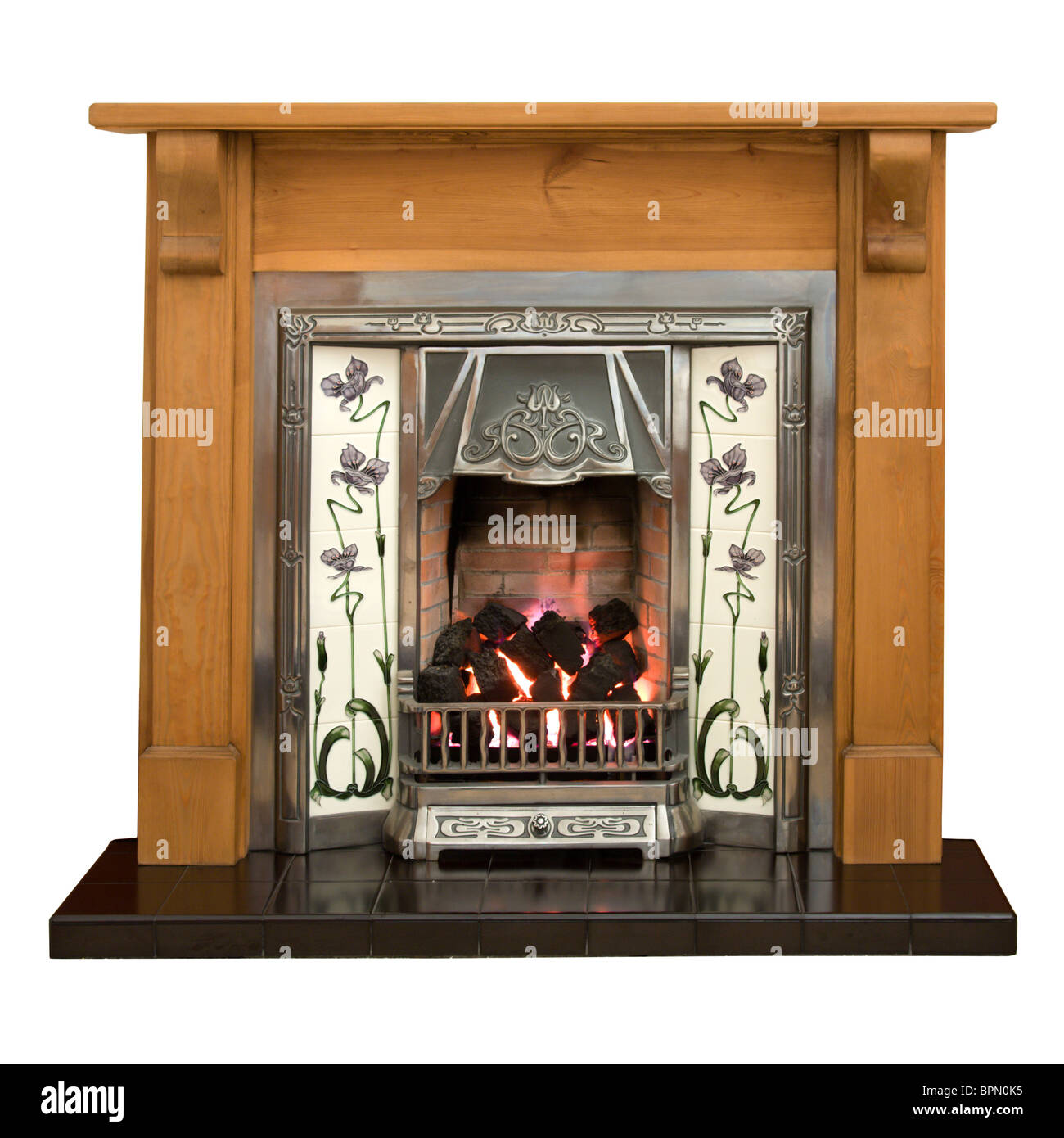Fireplace burning Cut Out Stock Images & Pictures - Alamy