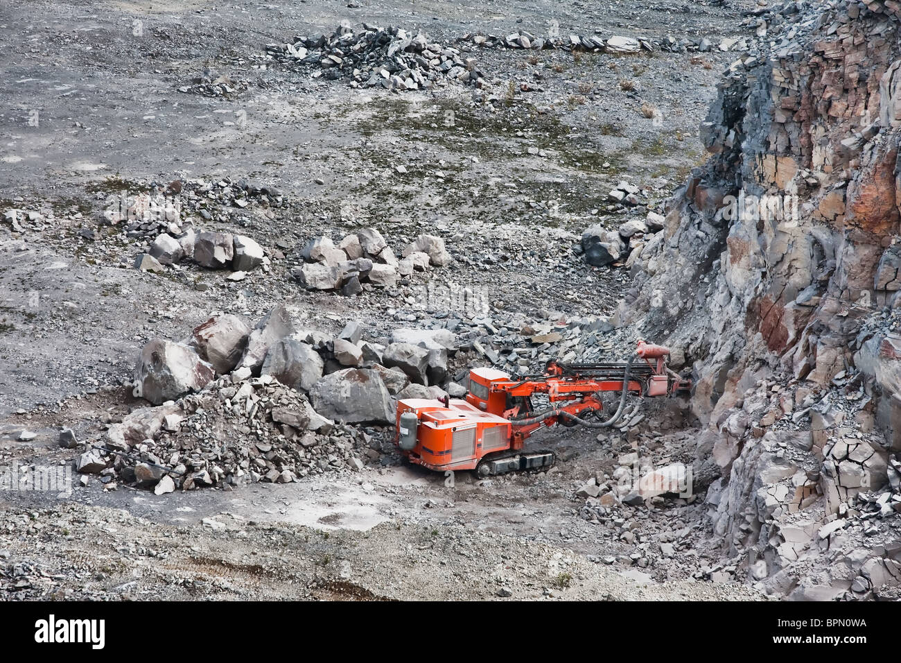 Machinery excavating at a quarry in Harghita county, Romania Stock ...
