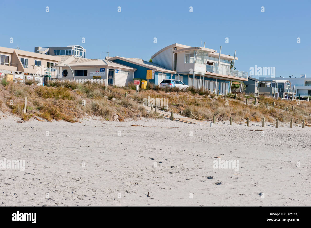 Surf club building at Omanu beach, Tauranga, New Zealand Stock Photo ...