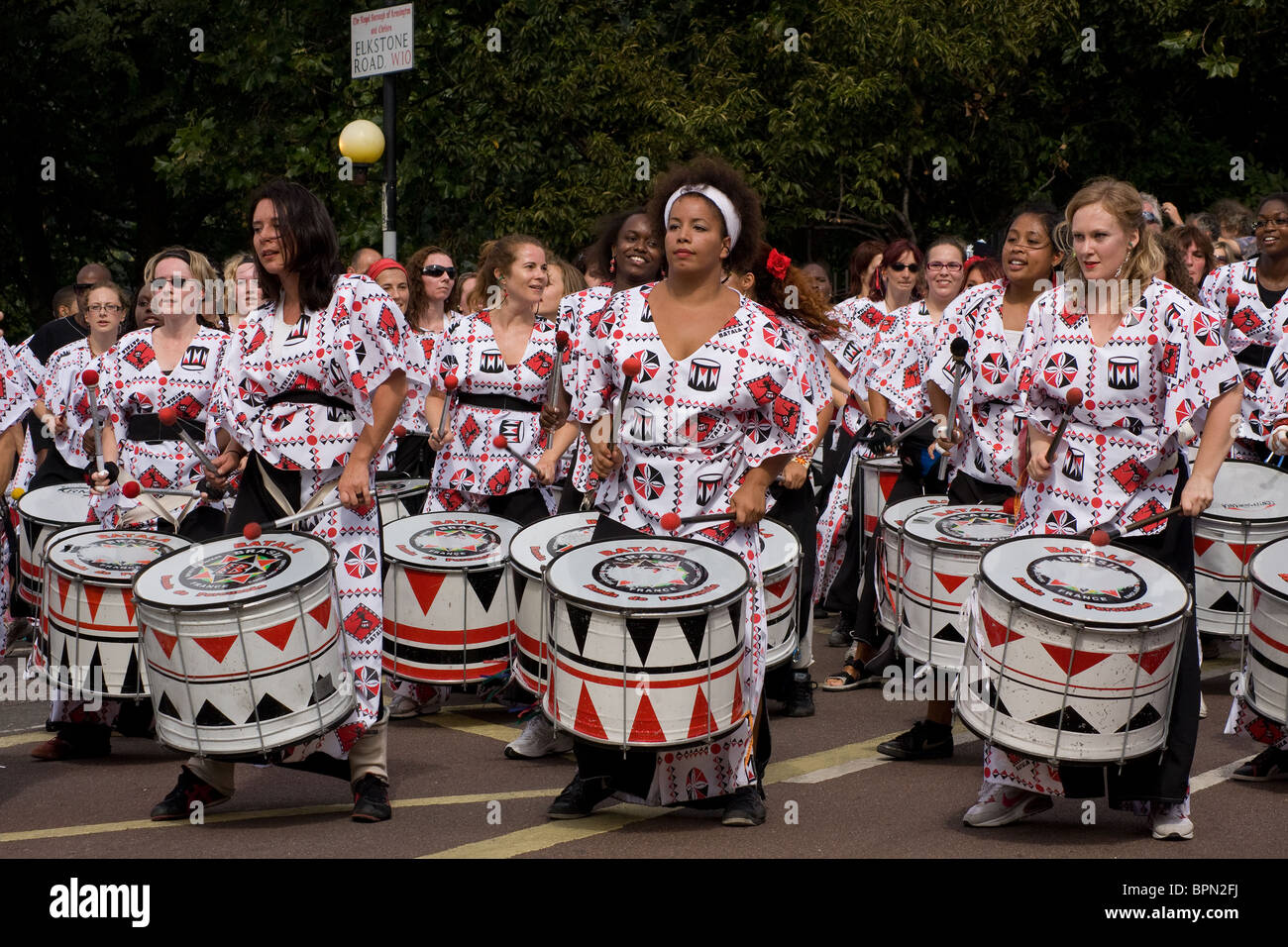 brasilian samba drummers parade drums large brazil Stock Photo - Alamy