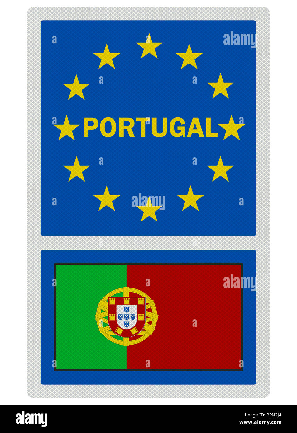 EU signs series - Portugal, photo realistic metallic reflective sign ...