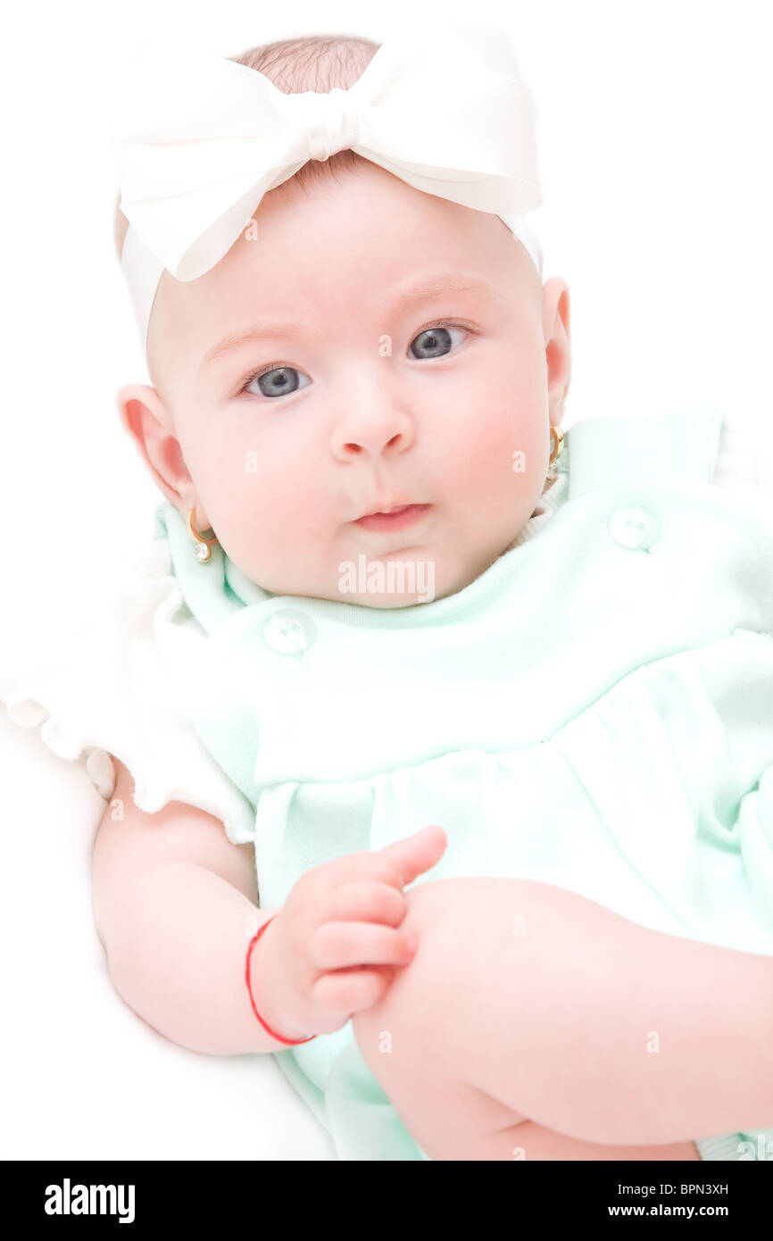 Adorable baby girl on white background Stock Photo - Alamy