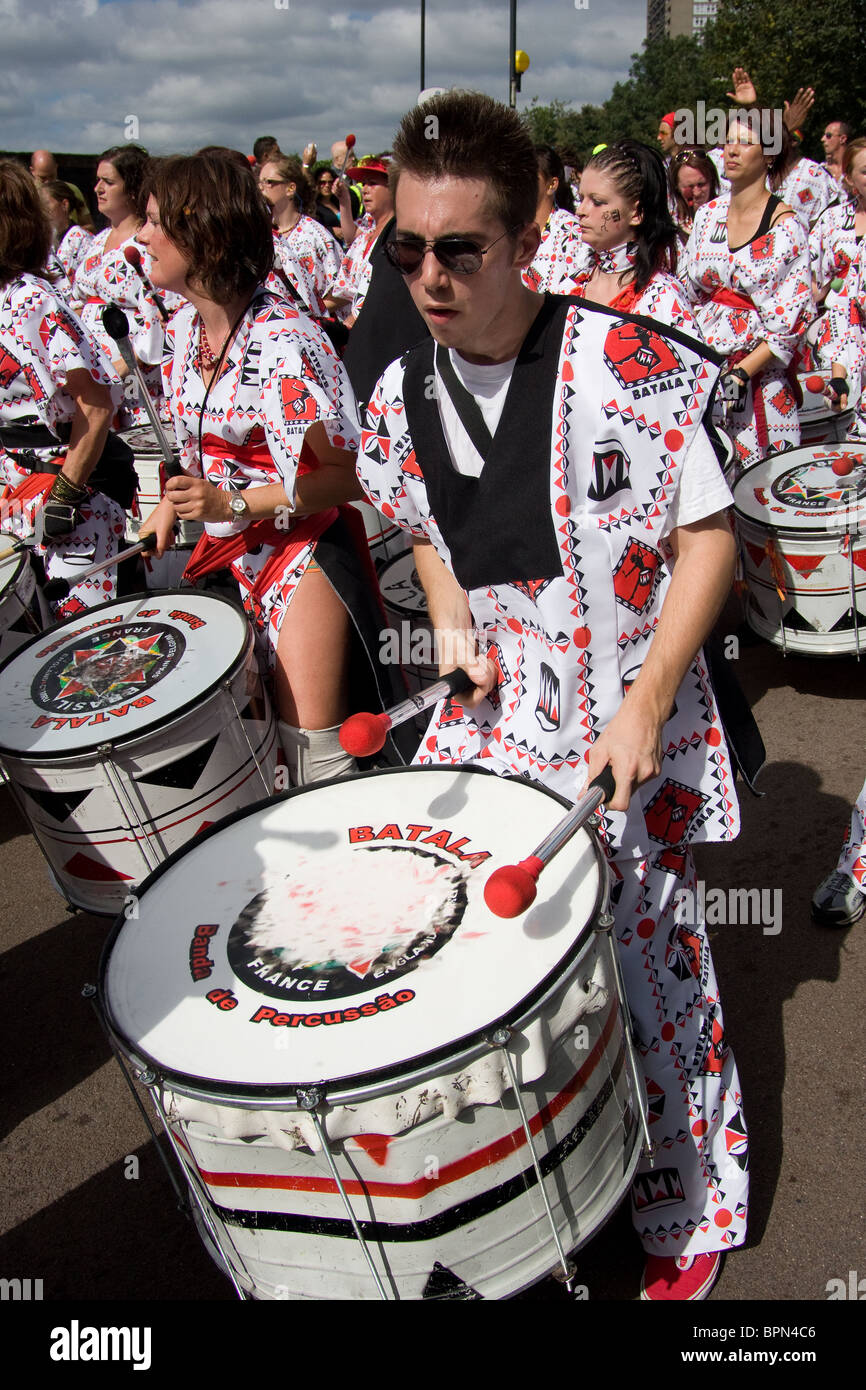 brasilian samba drummers parade drums large brazil Stock Photo - Alamy