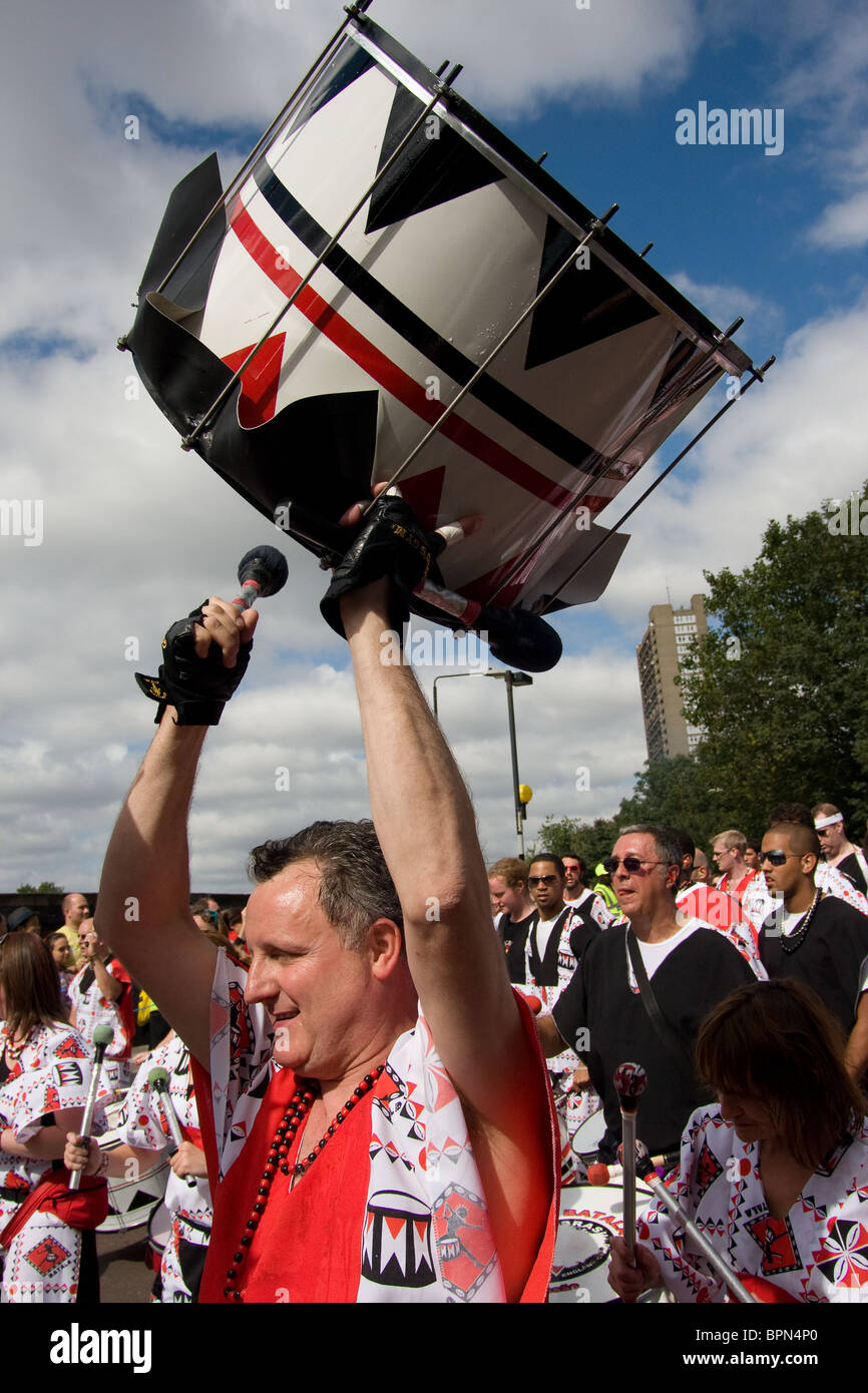 brasilian samba drummers raised drums sky Brazil Stock Photo - Alamy