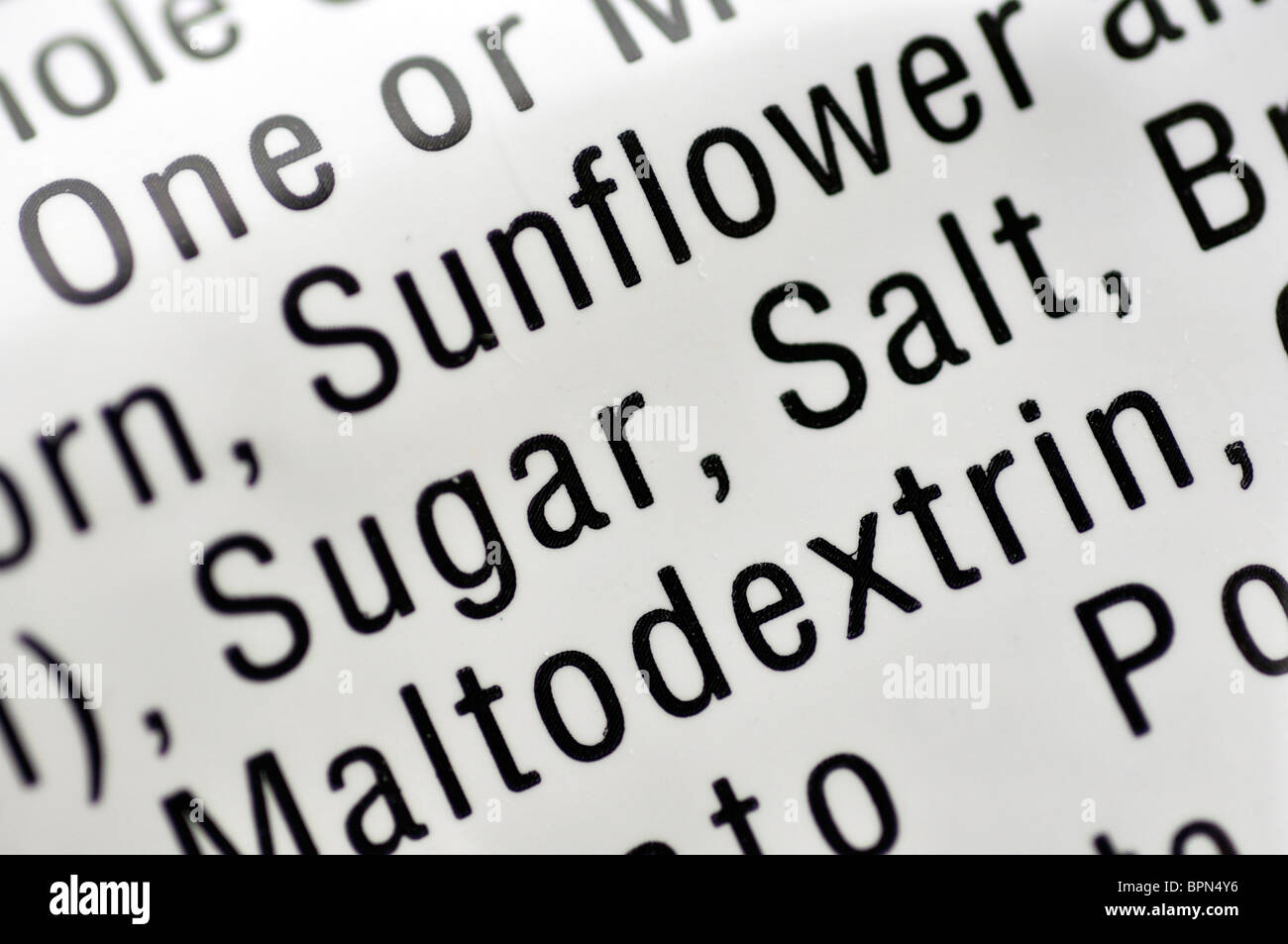 Nutrition information on food package Stock Photo - Alamy