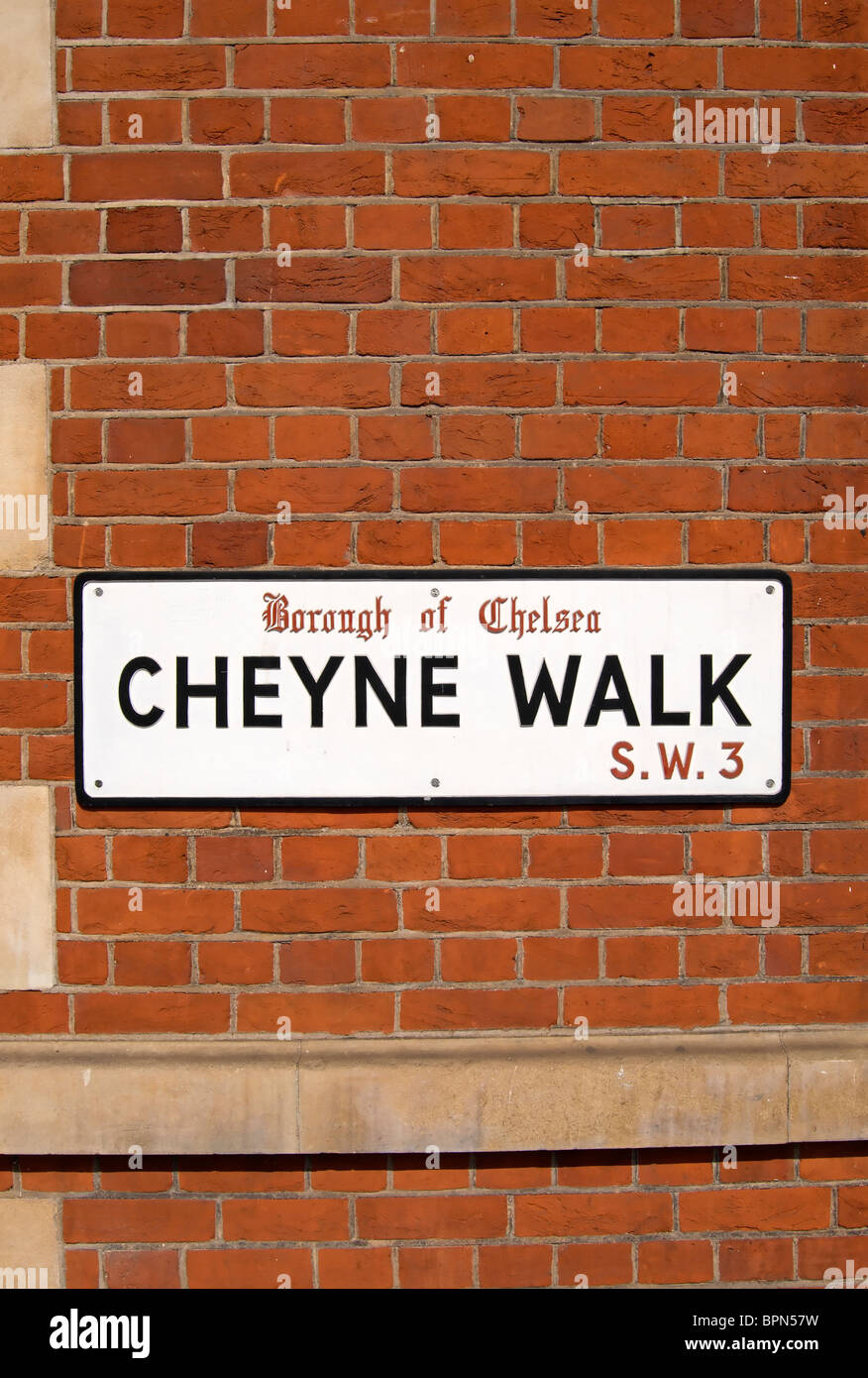street name sign for cheyne walk, chelsea, london, england, one of the ...