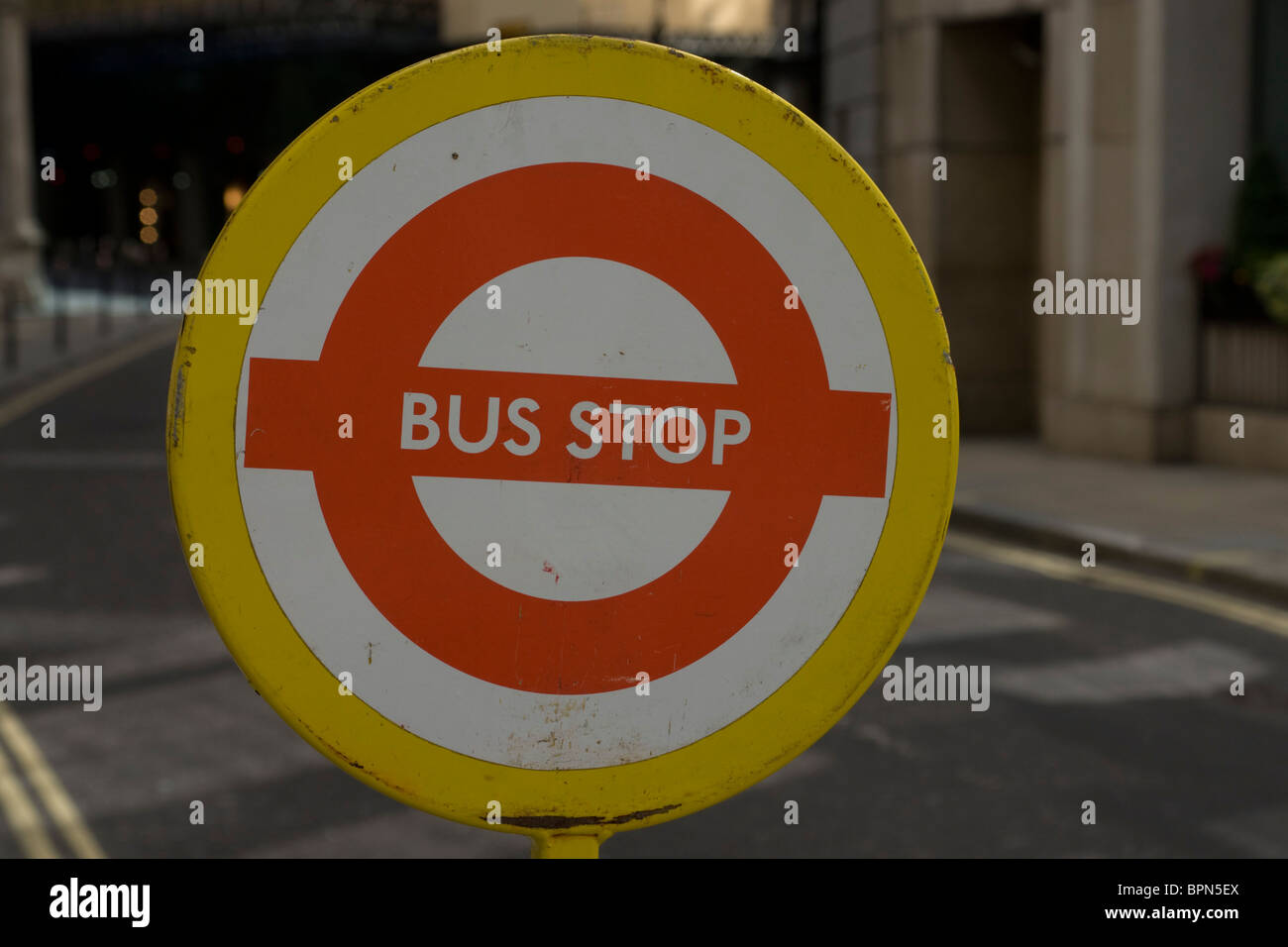 Temporary bus stop sign hi-res stock photography and images - Alamy