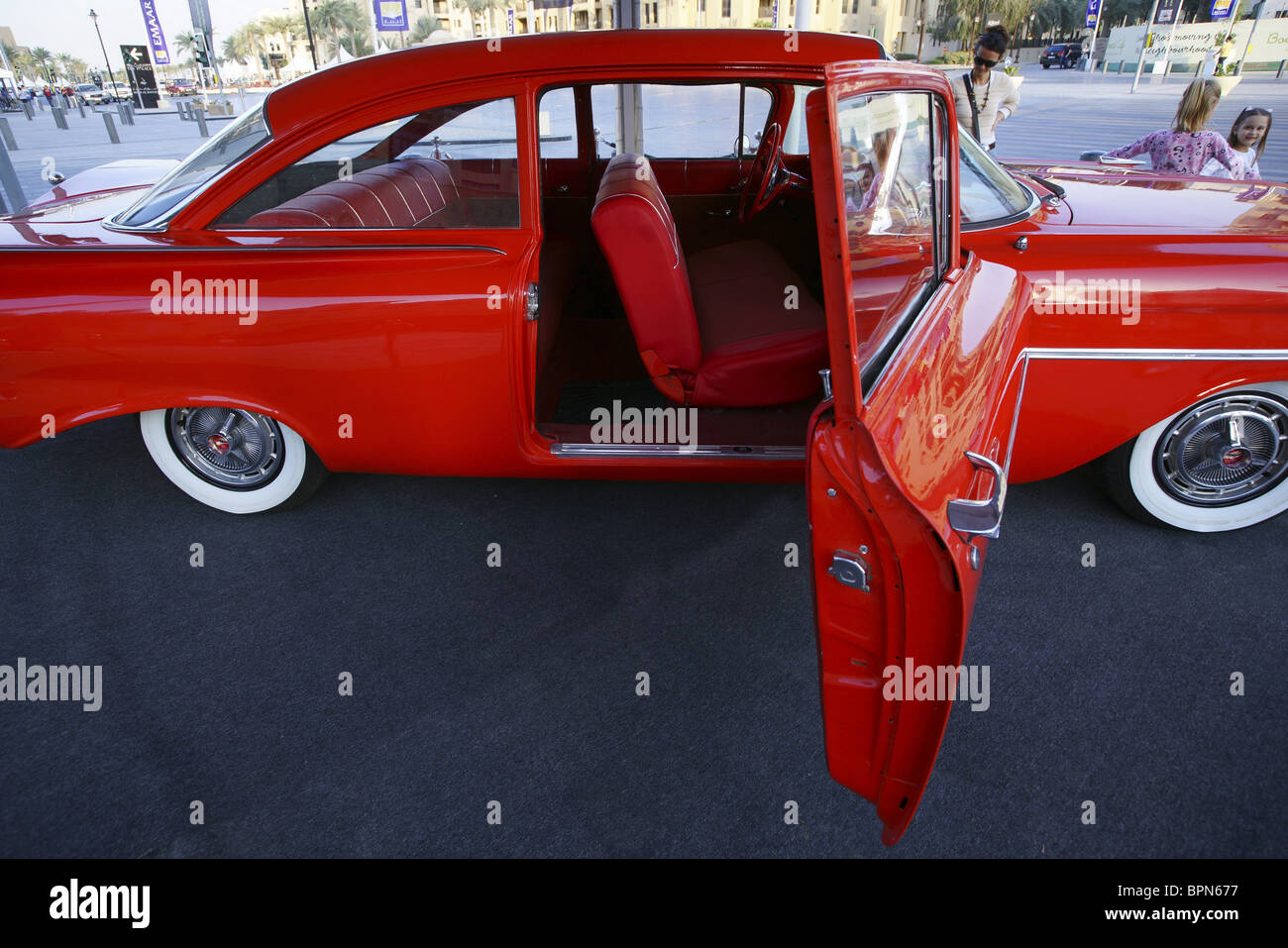 Red vintage car, Dubai, UAE, United Arab Emirates, Middle East, Asia ...