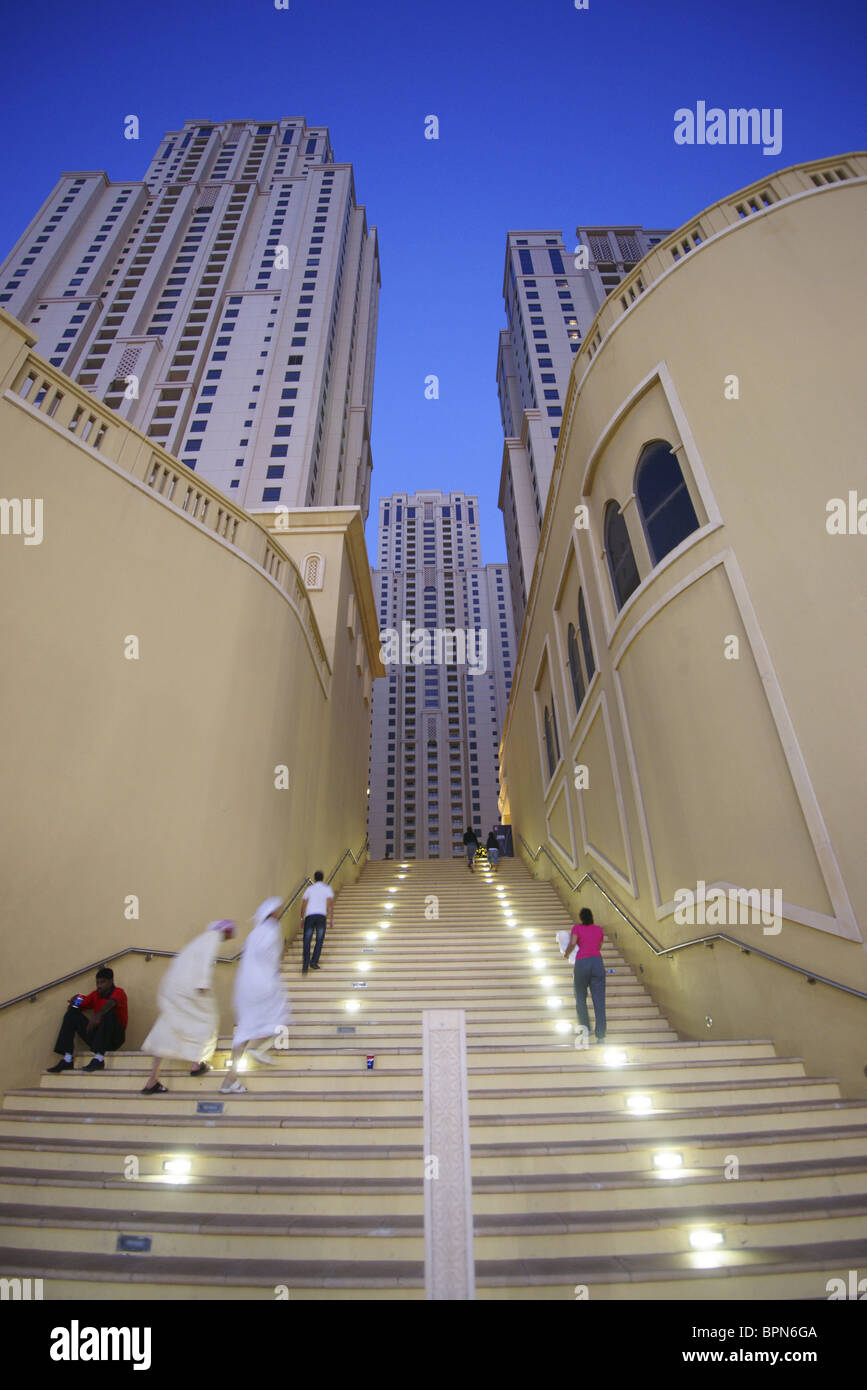 People on stairs at Jumeirah Beach Residence, Dubai, UAE, United Arab ...