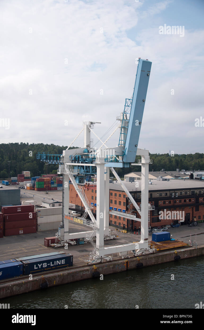 A cargo crane at the port of Stockholm in Sweden Stock Photo - Alamy