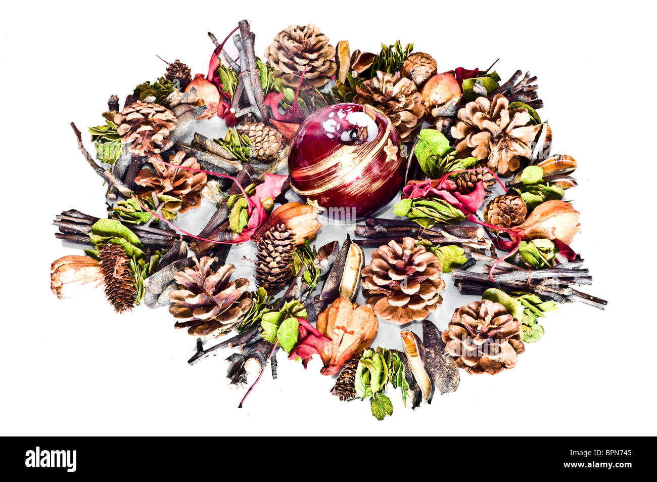 Christmas decorations candle golden Cut Out Stock Images & Pictures - Alamy