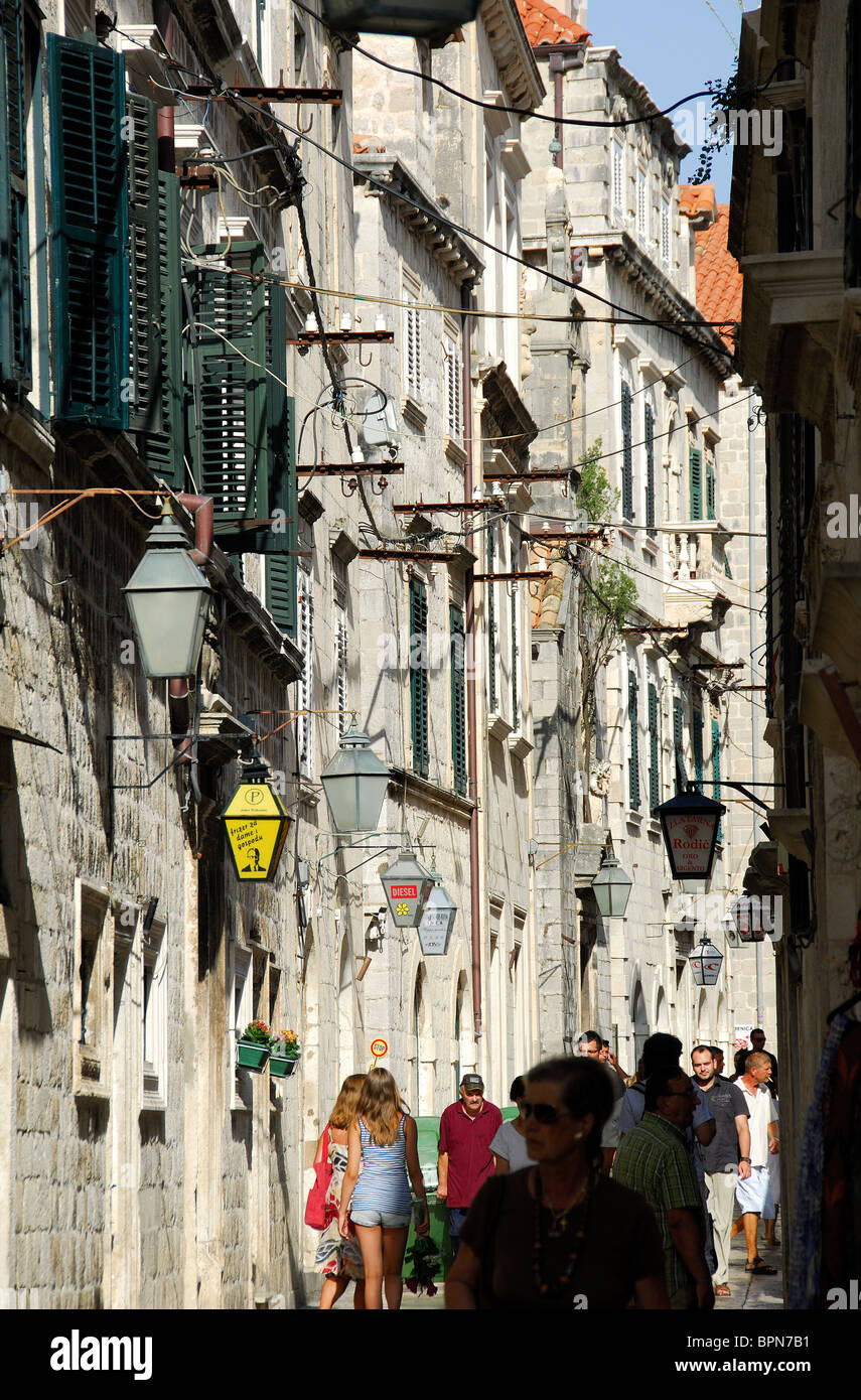 DUBROVNIK, CROATIA. A view along Od Puca in the old walled town Stock ...