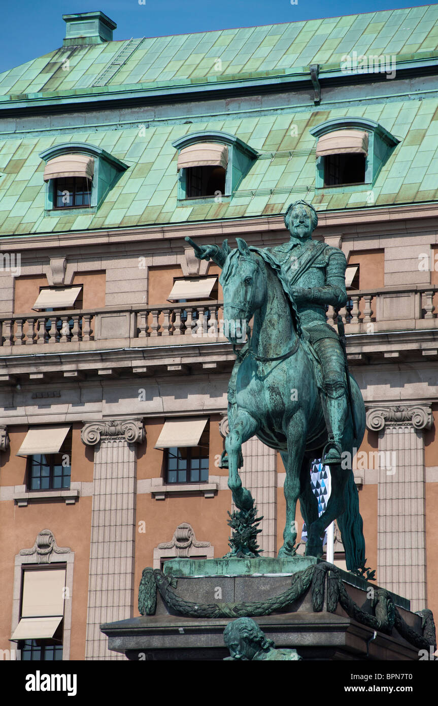 A statue of a man on a horse in Stockholm, Sweden Stock Photo - Alamy