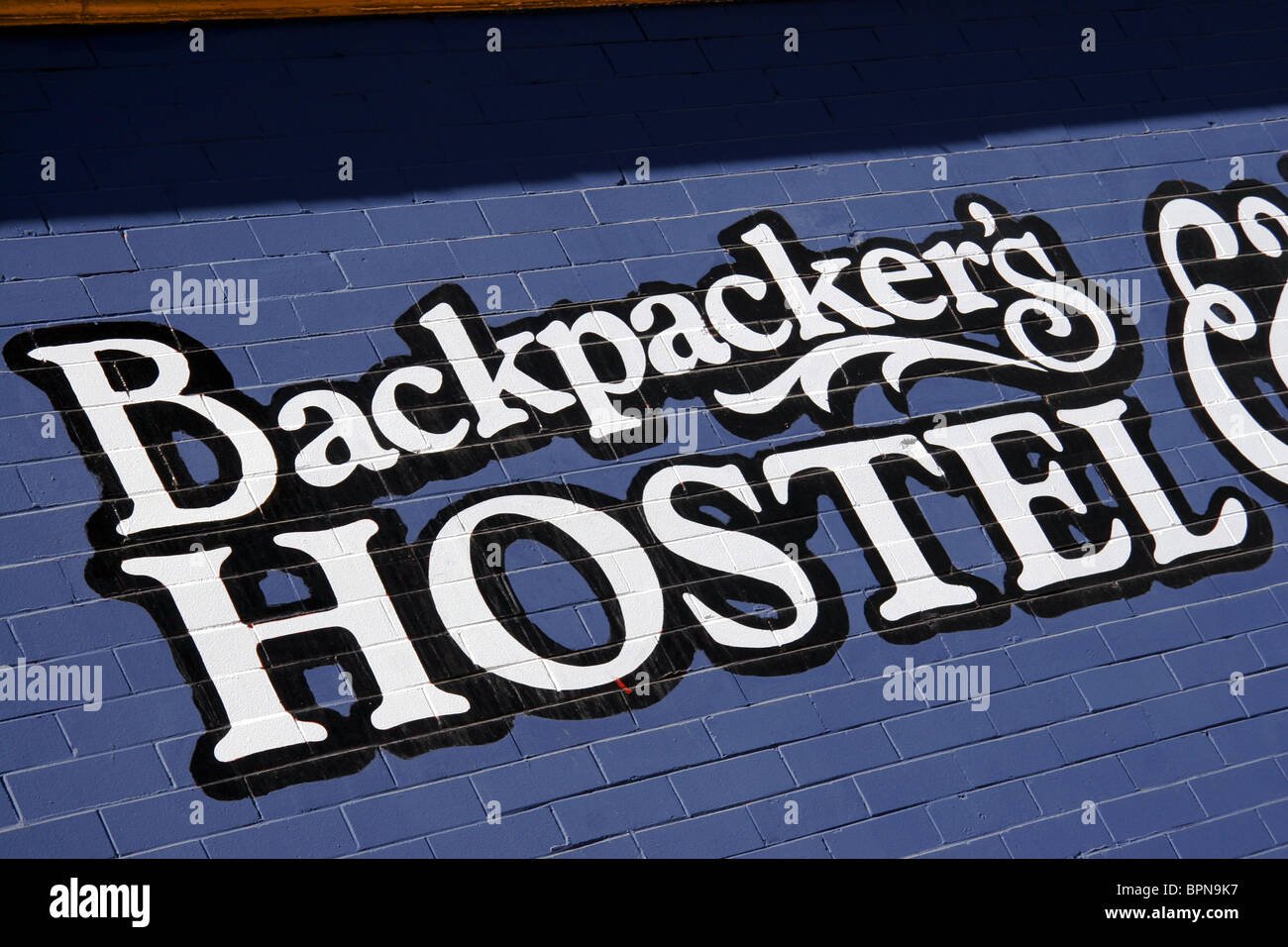 Backpackers Hostel sign, Vancouver, British Columbia, Canada Stock ...