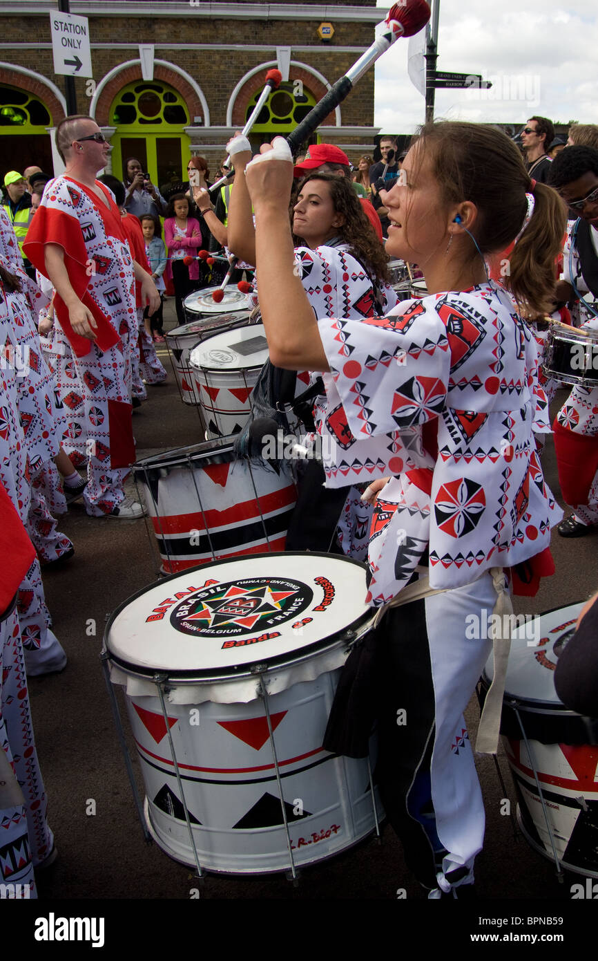 brasilian samba drummers parade drums large brazil Stock Photo - Alamy