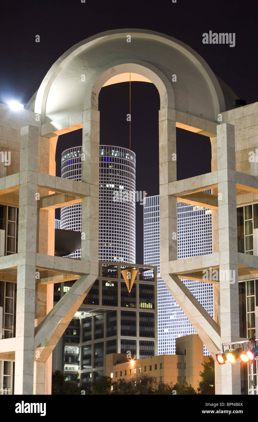 The illuminated Azrieli Center at night, Tel Aviv, Israel, Middle East ...