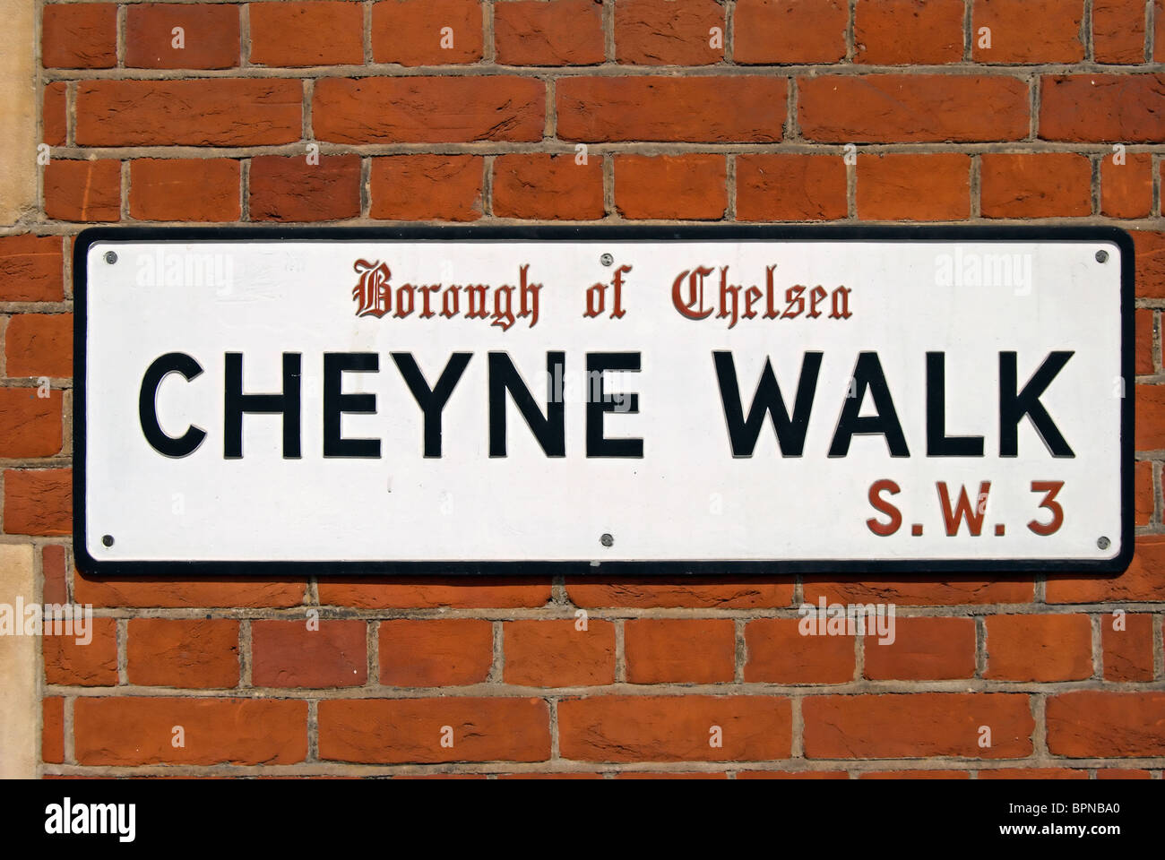 street name sign for cheyne walk, chelsea, london, england, one of the ...