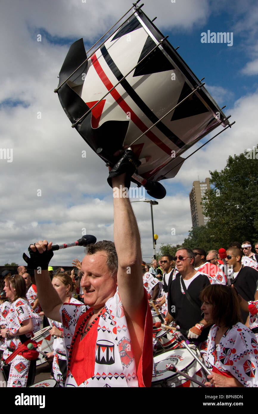 brasilian samba drummers raised drums sky Brazil Stock Photo - Alamy