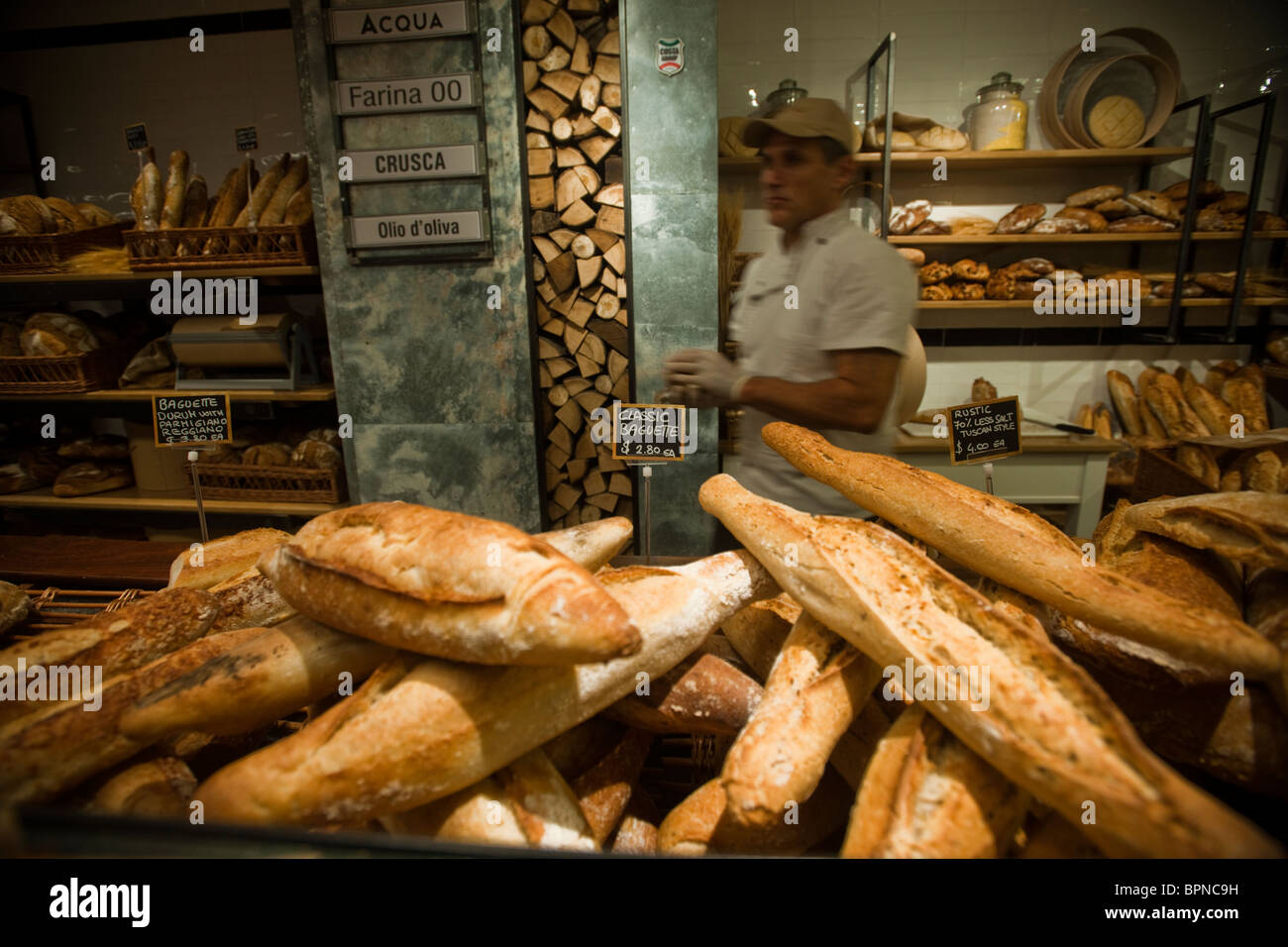 Loaves of bread at Eataly the Italian food and wine marketplace in New ...