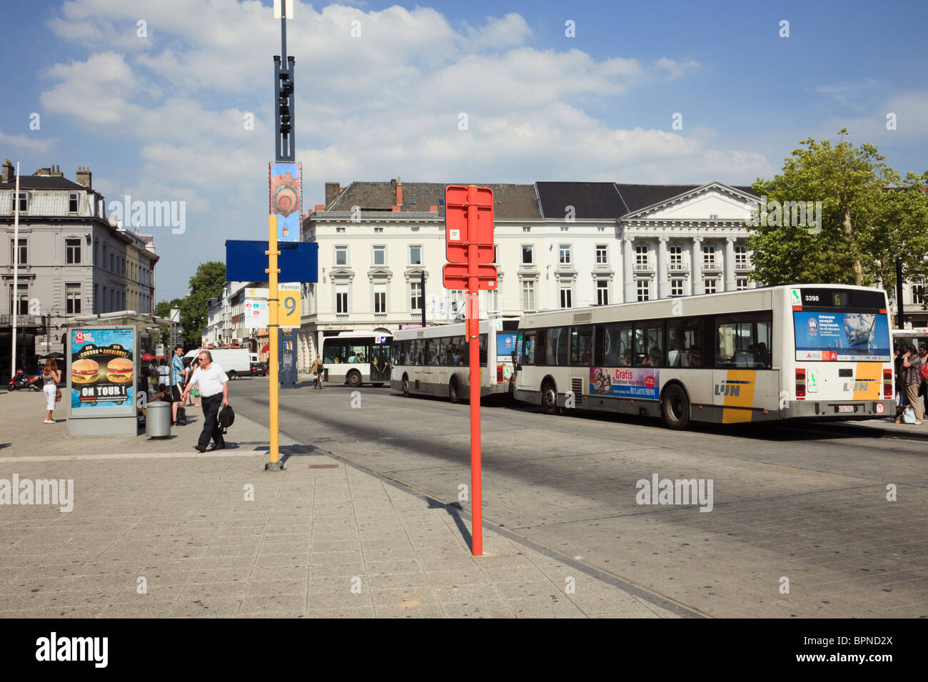 Ghent, East Flanders, Belgium, Europe. Buses in the Bus terminal in the ...