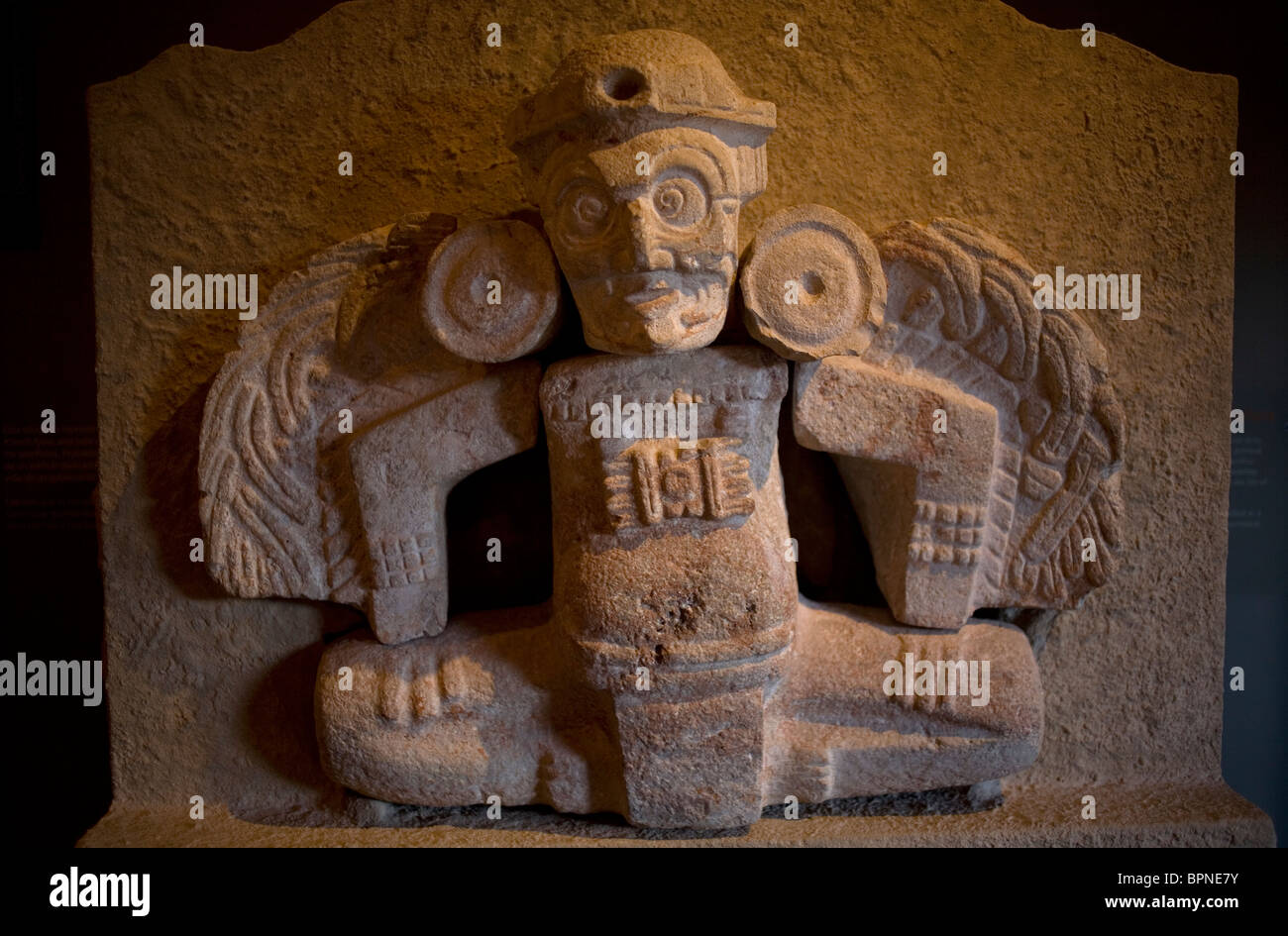 A Mayan sculpture is displayed in the Museum of Archaeology of Campeche ...