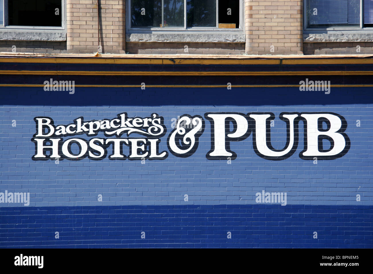 Backpackers Hostel and Pub sign, Vancouver, British Columbia, Canada ...