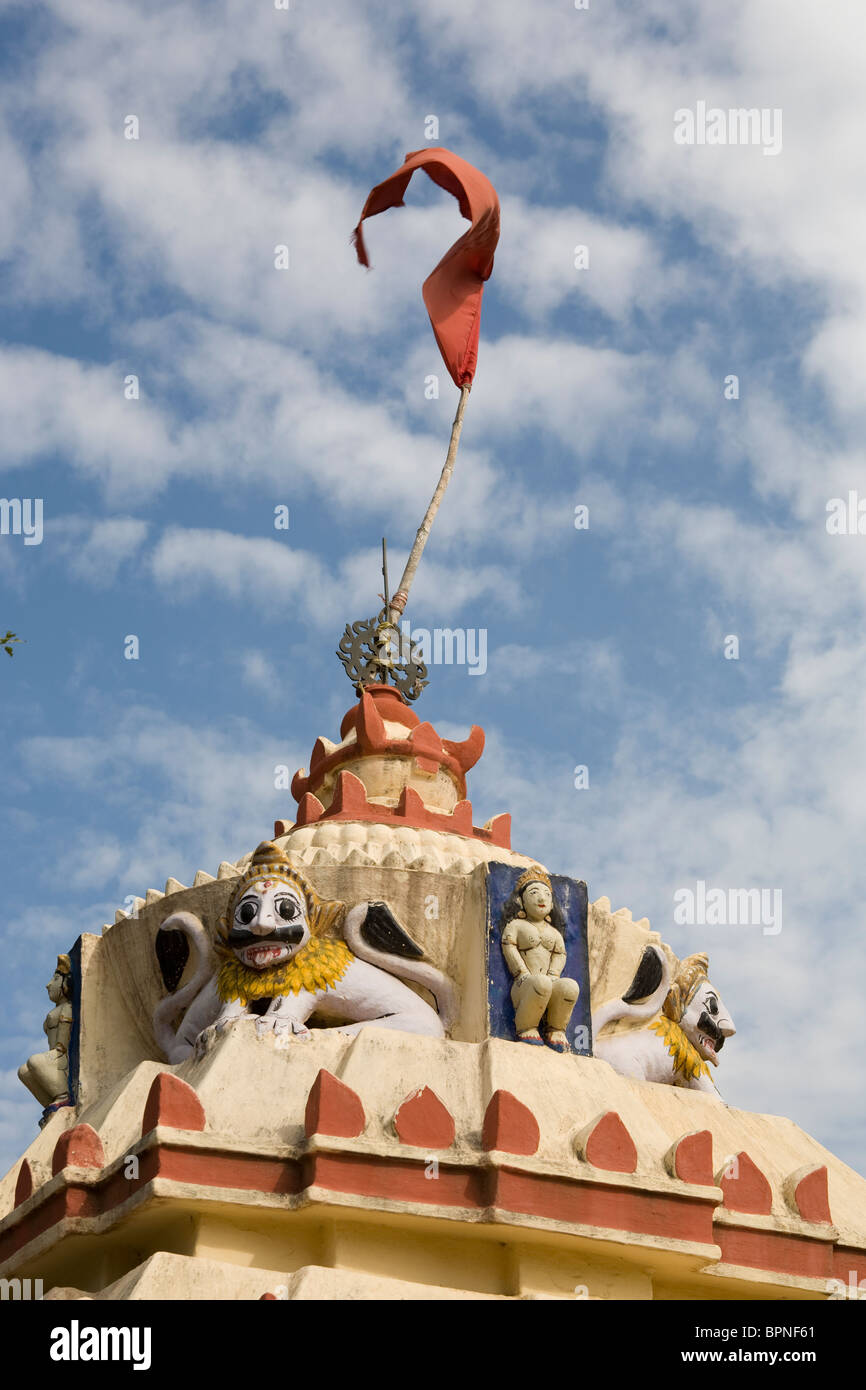 Top on an Hindu Temple with a red flag in Puri, Orissa, India Stock ...