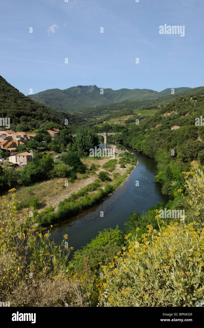Village roquebrun france south france hi-res stock photography and ...