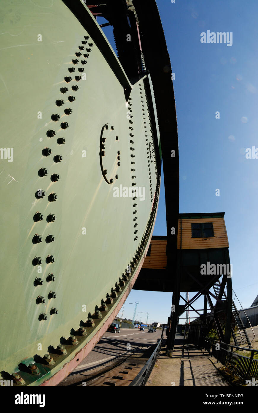 Rolling bascule lift bridge between the East and West Floats ...