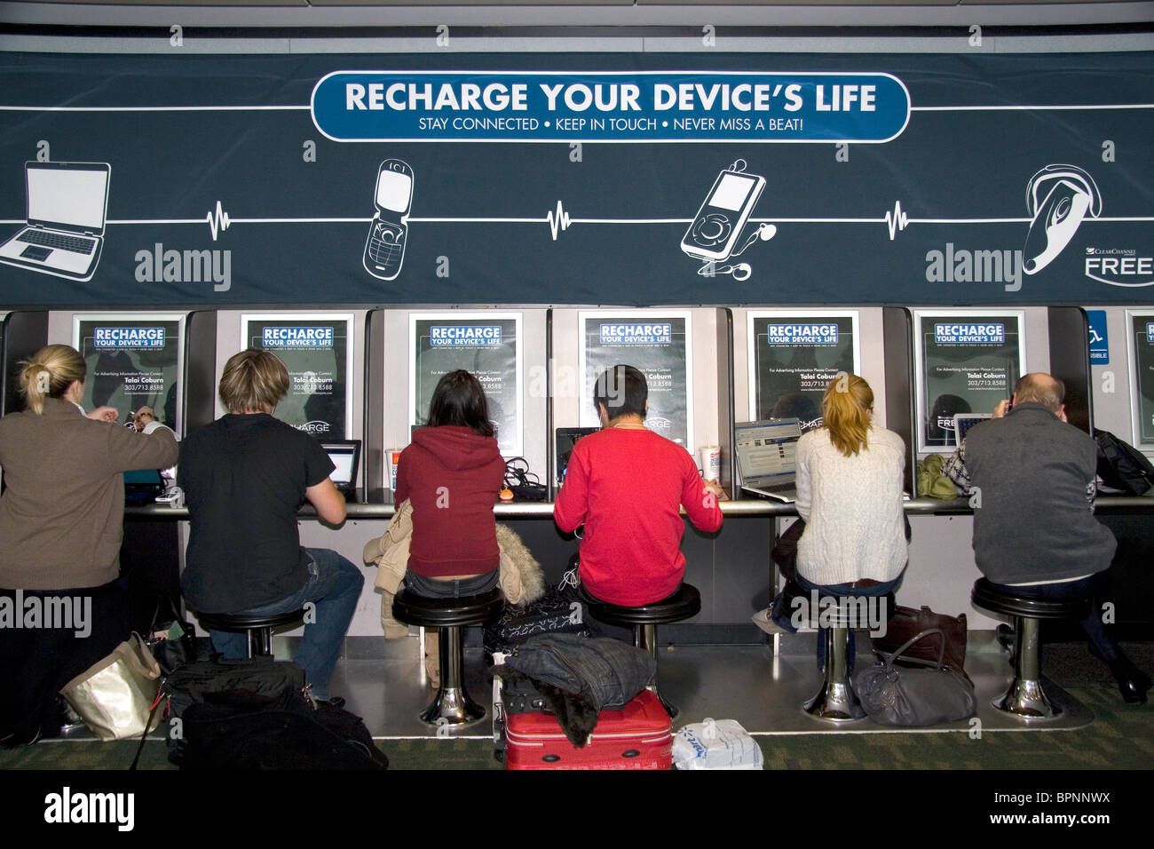 Electronic device recharging station at the Denver International ...
