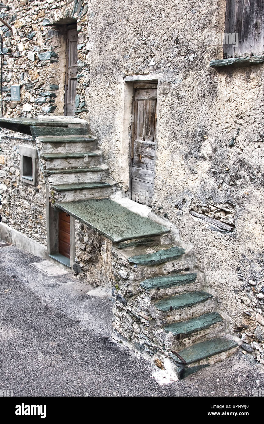 Old stairway in the town of Tende, France Stock Photo - Alamy