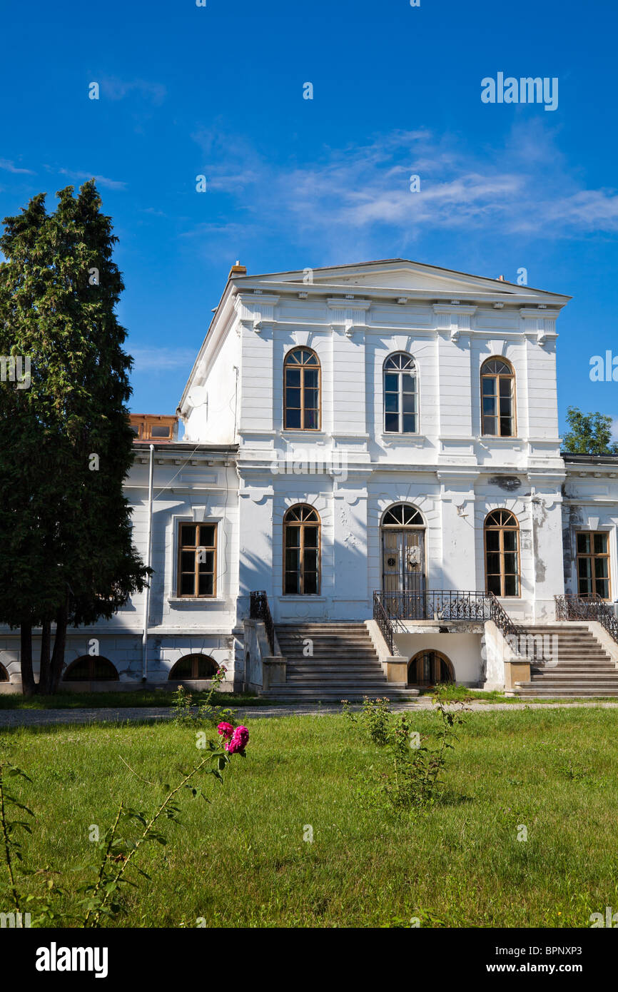 The entrance of Ghica Palace in Caciulati village, Romania Stock Photo ...