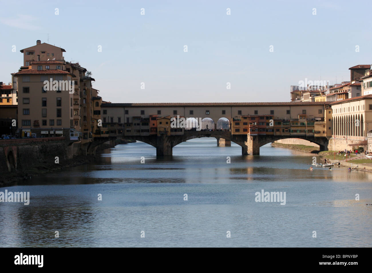 Florence cityscape Italy city famous bridge church crowded tourist ...
