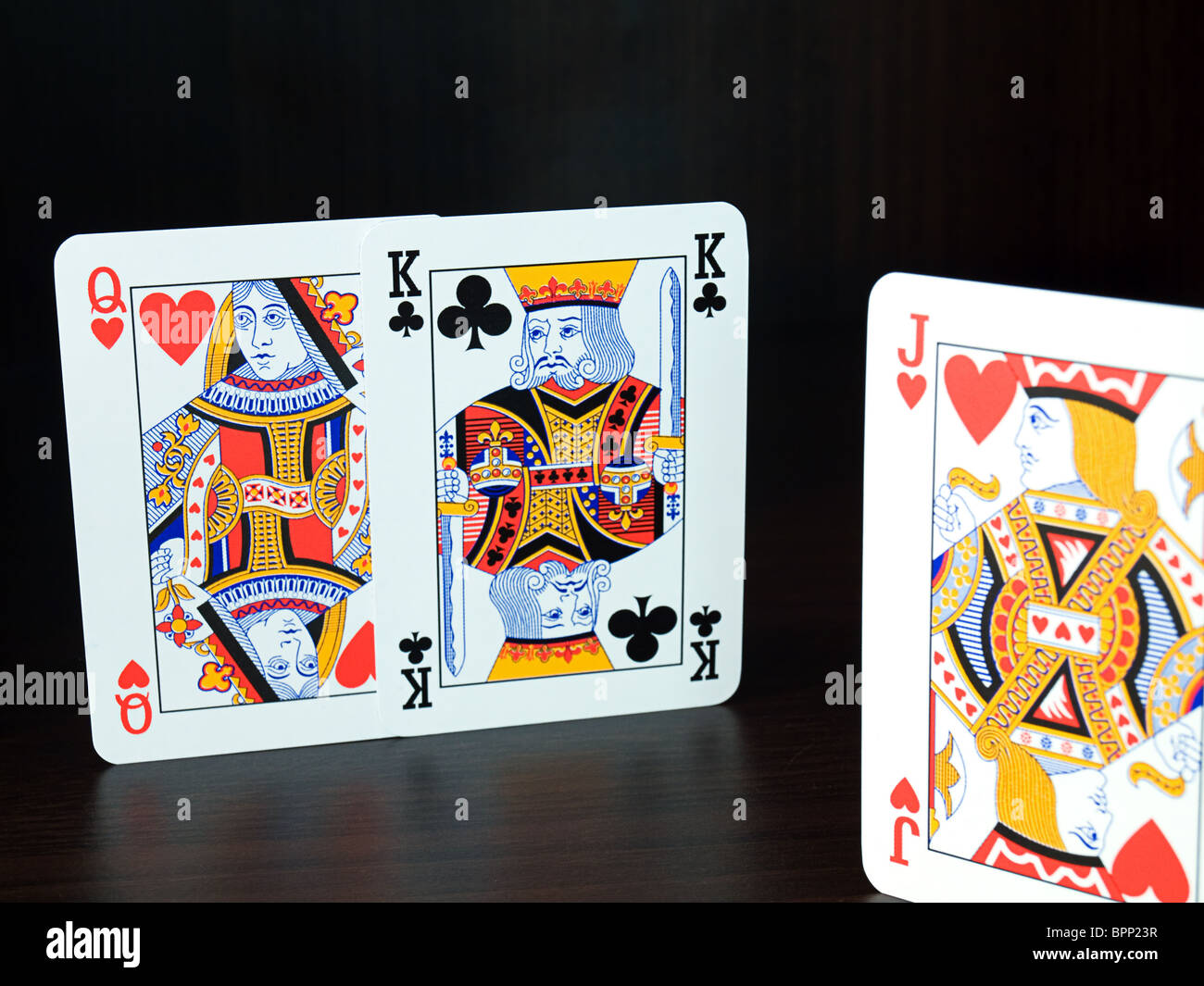 Metaphor about prohibited love shown with the playing cards. Focus on ...