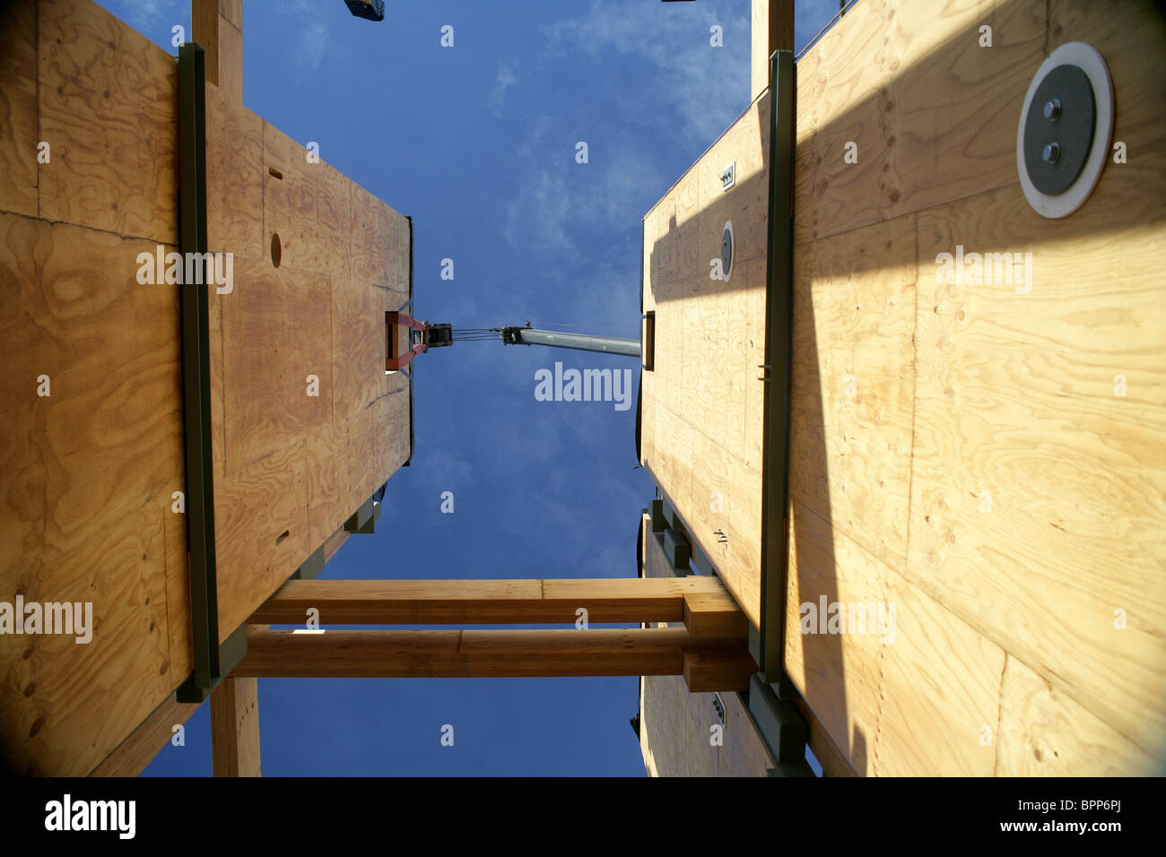 The timber and LVL laminated veneer lumber frame for NMIT's new Arts ...