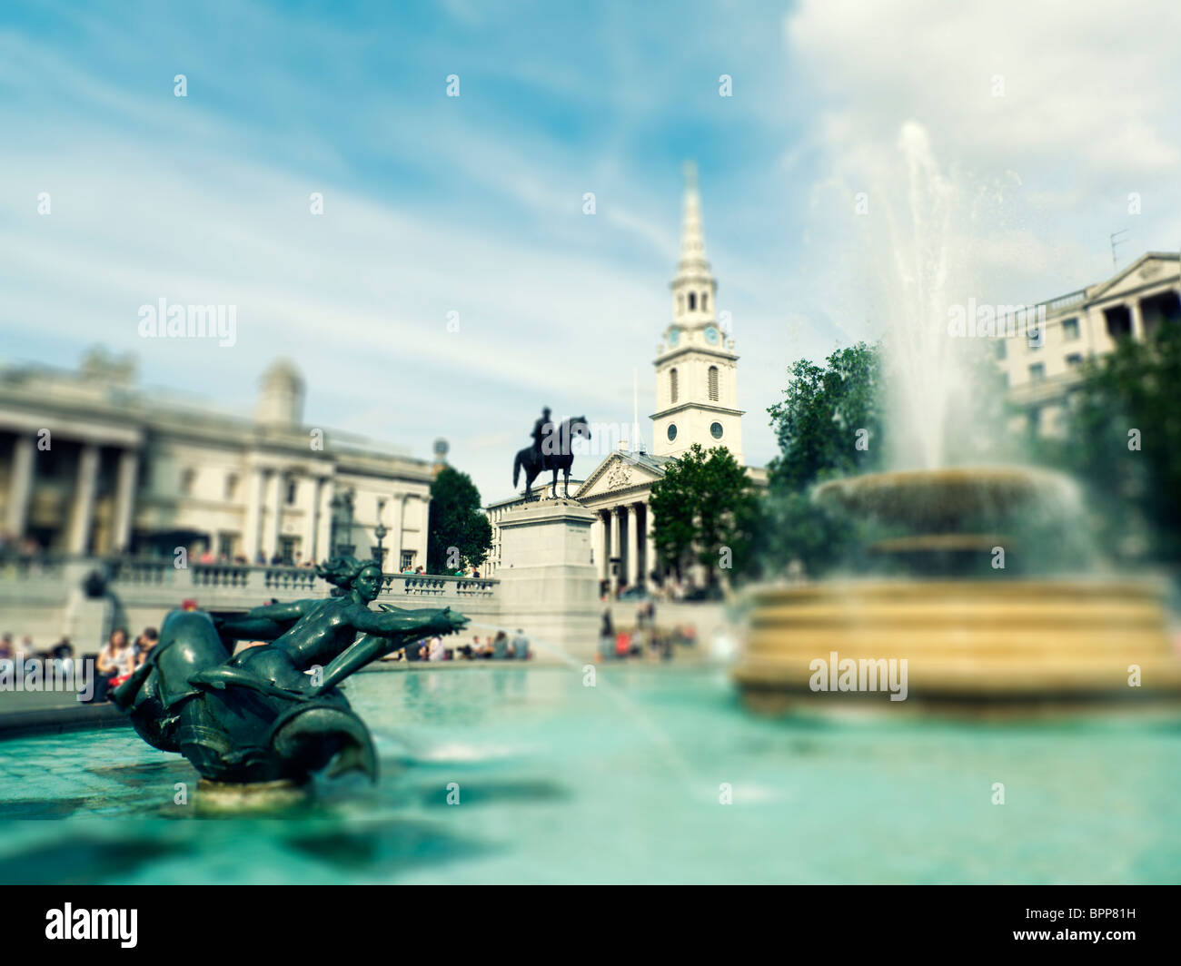 Fountains in Trafalgar Square London UK Stock Photo - Alamy